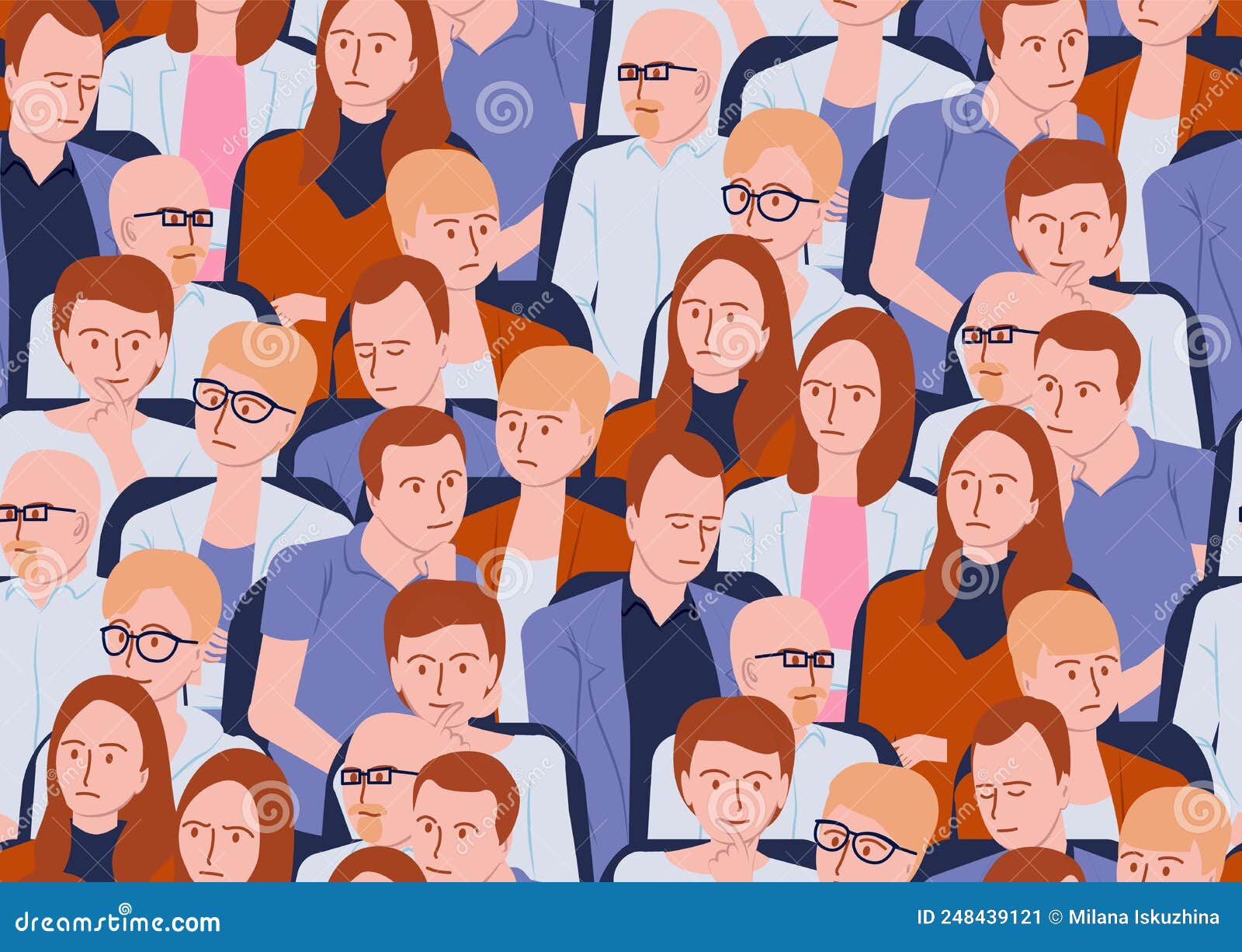 Pattern with Crowd of People. Auditorium with People Stock Vector ...