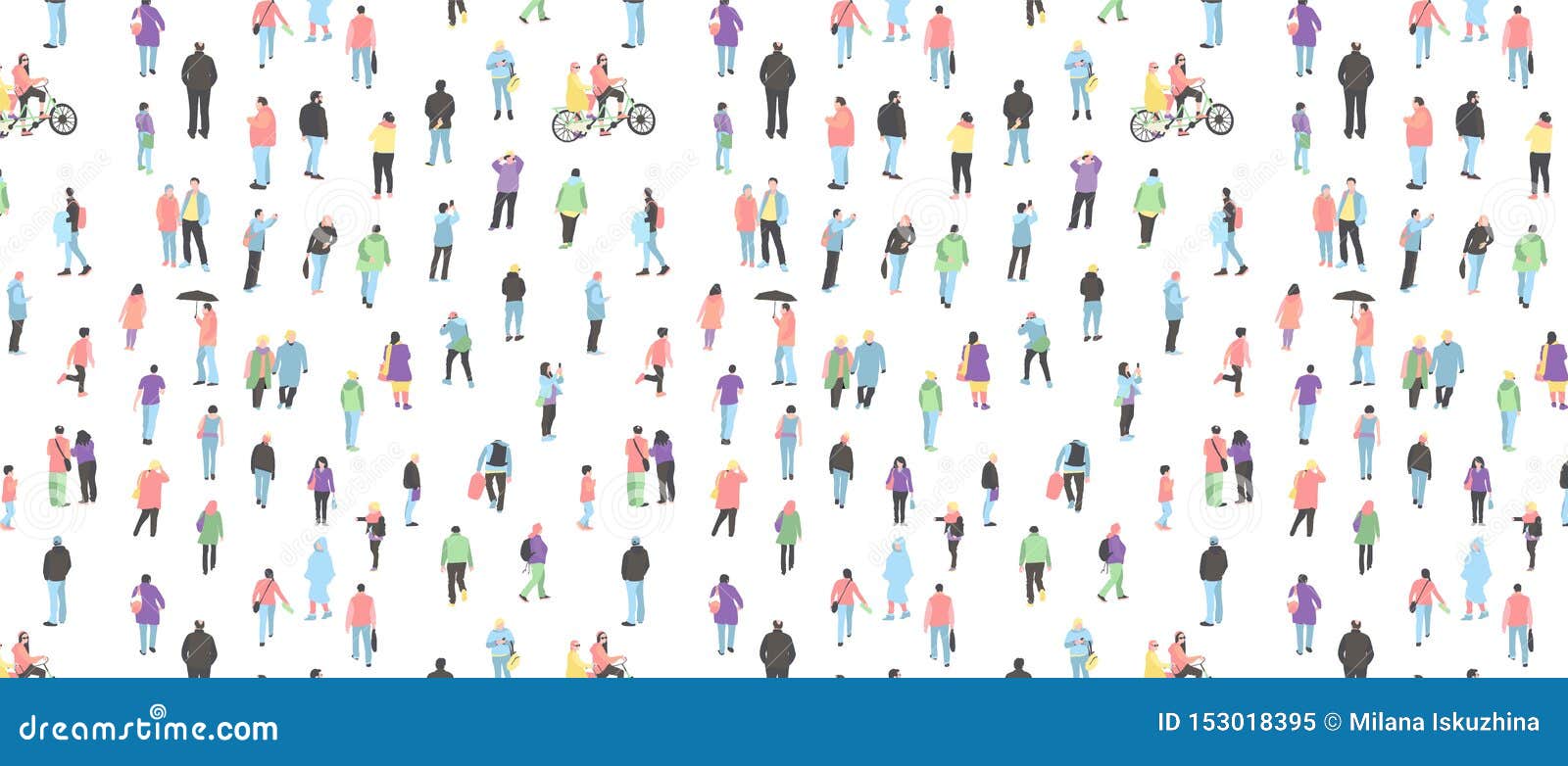 Pattern with Crowd of People Stock Vector - Illustration of female ...
