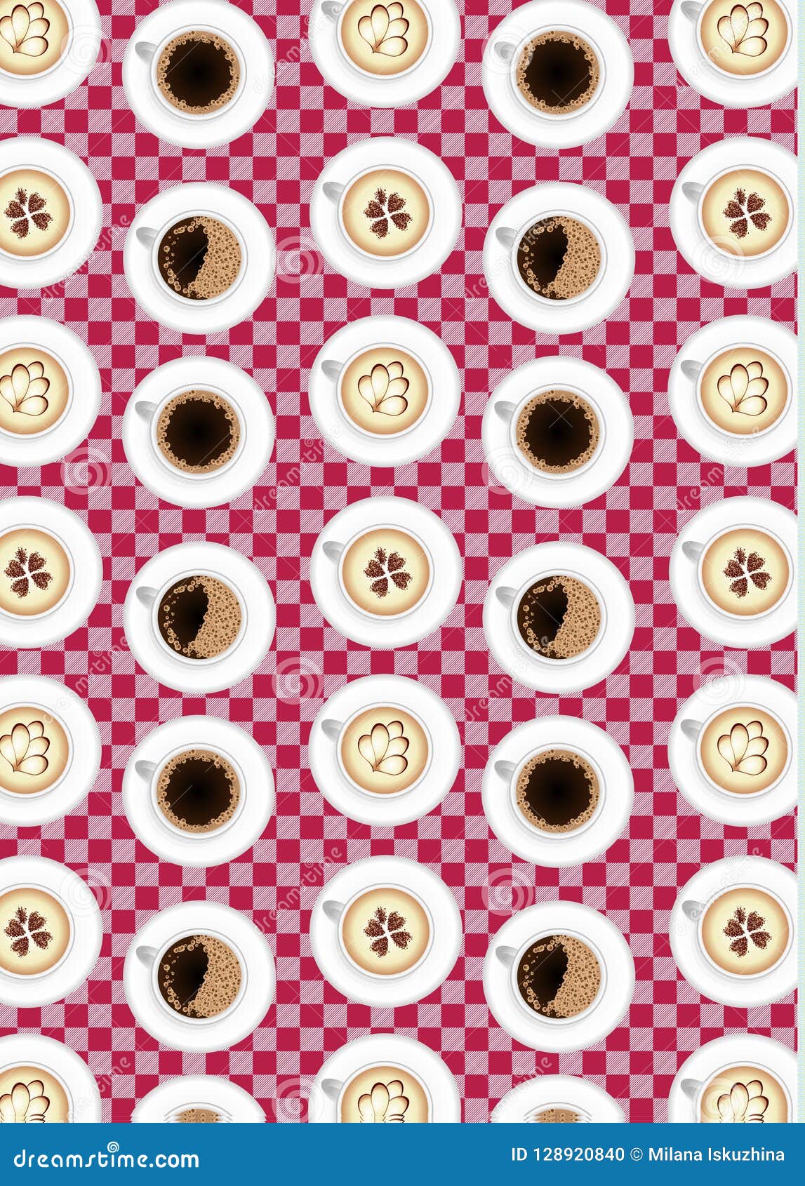 Pattern from Cups of Coffee Top View Black Coffee, Coffee with Cream ...