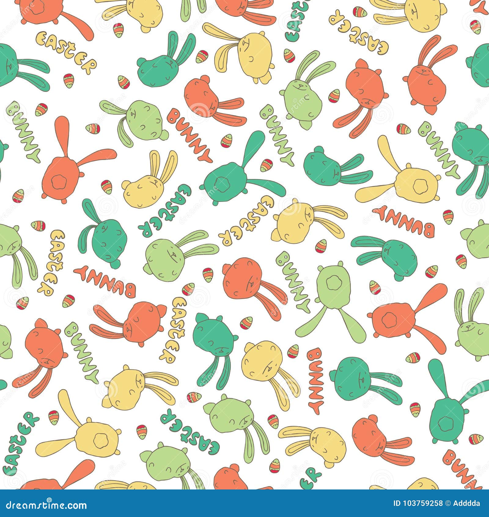 Pattern with Cute Bunny or Rabbit in White Color Stock Vector ...