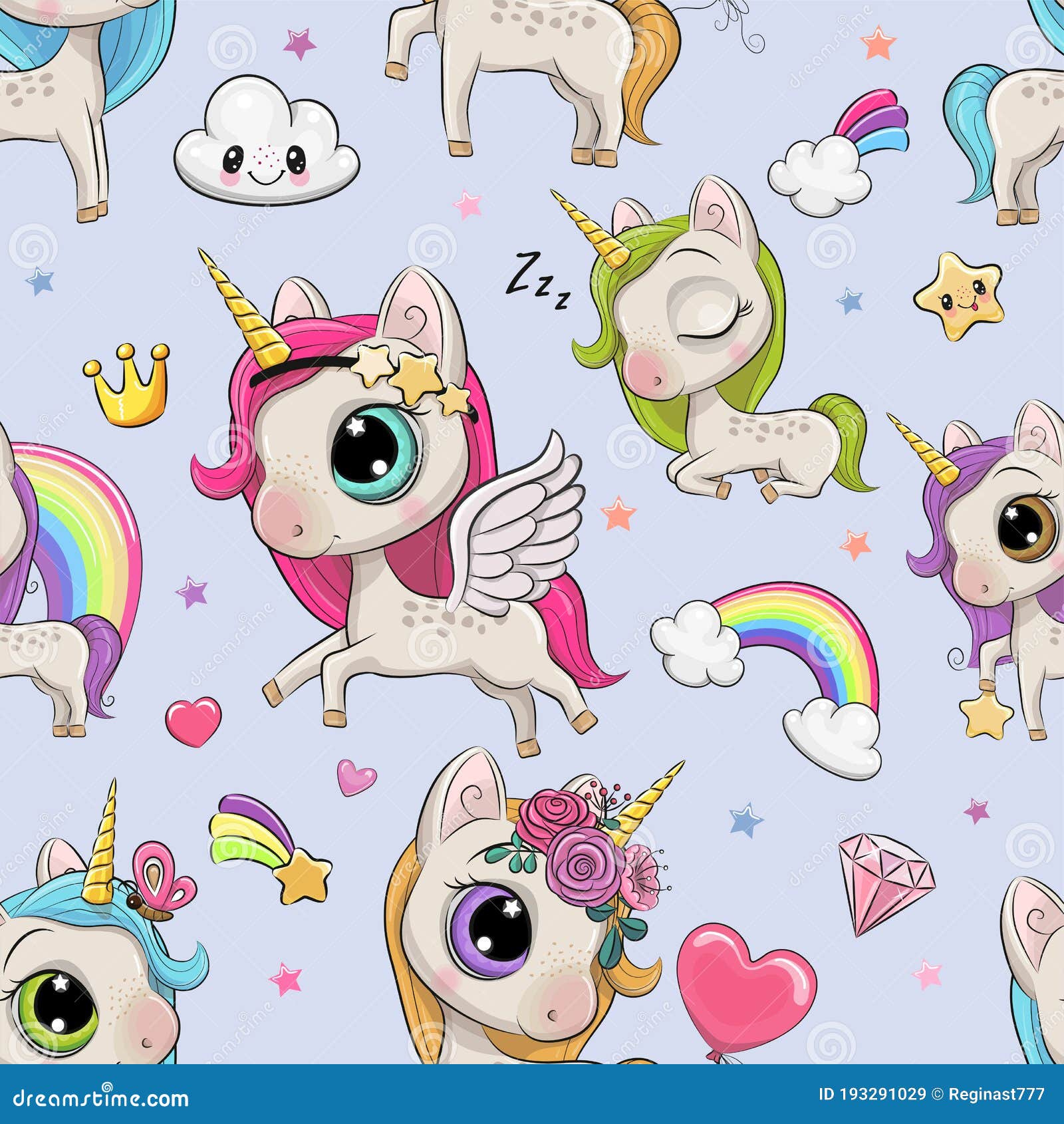 Pattern with Cute Cartoon Unicorns Stock Vector - Illustration of funny ...