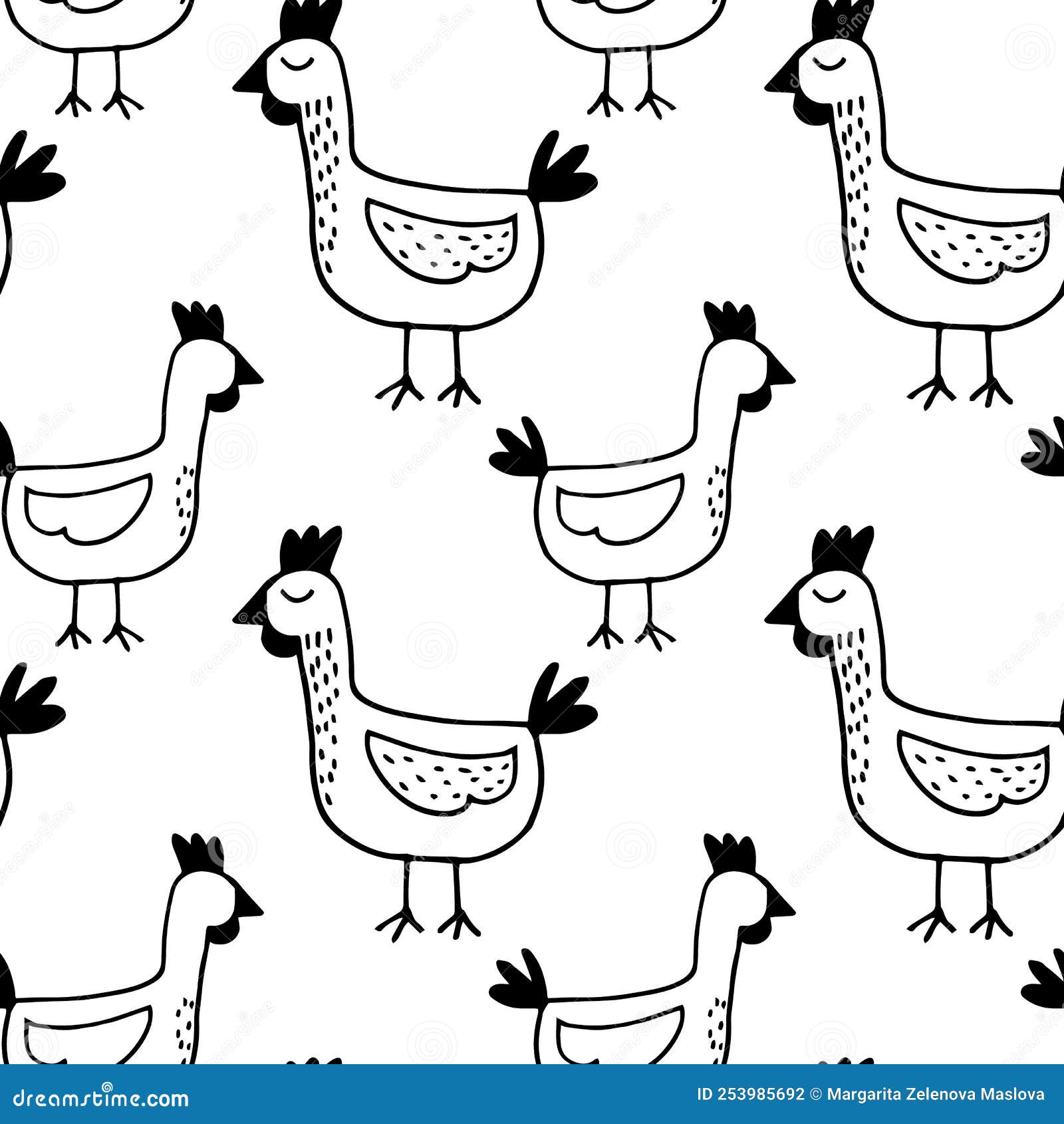 Pattern of Cute Chickens on a White Background. Stock Vector ...