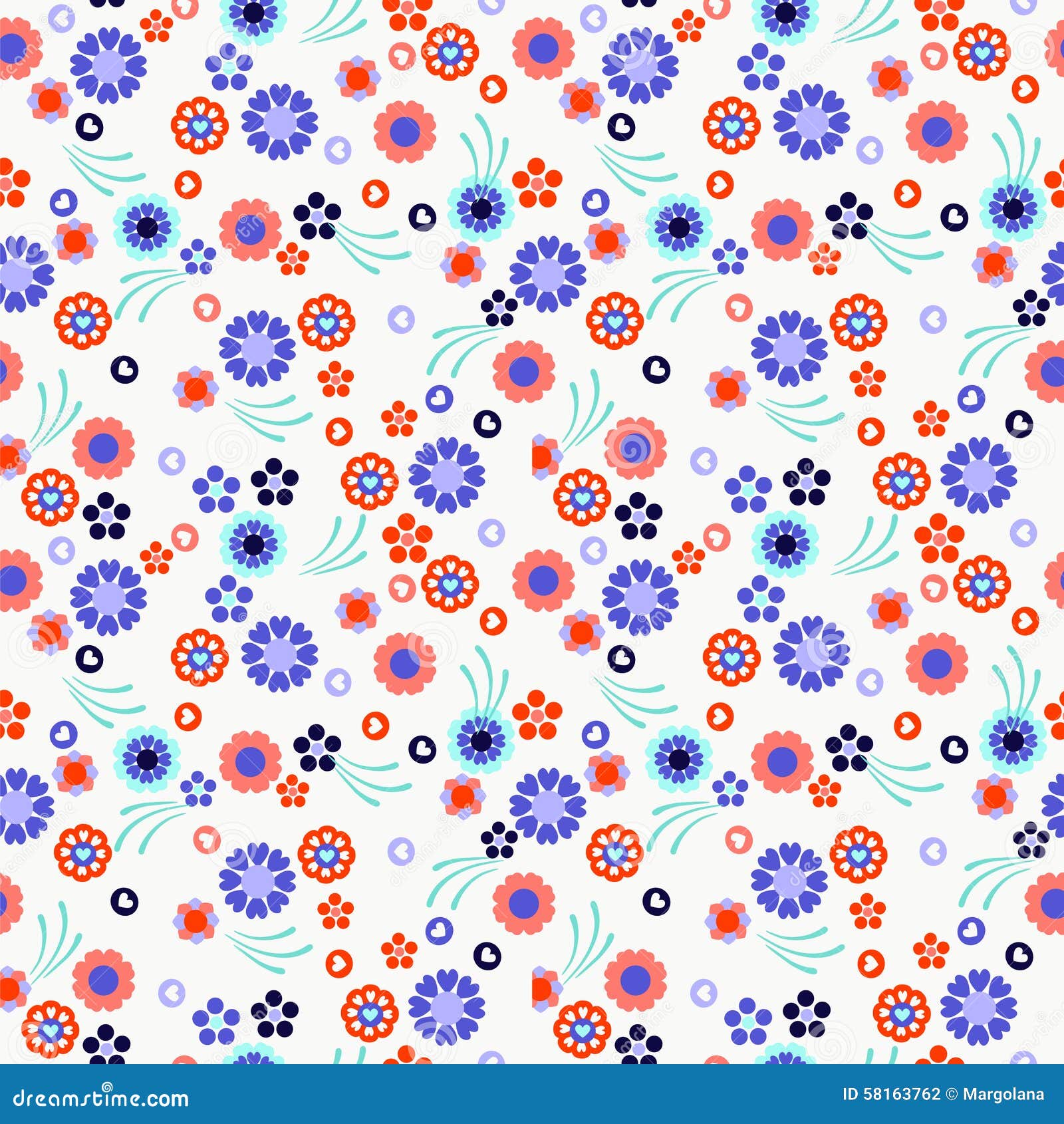 Pattern with cute flowers stock vector. Illustration of beauty - 58163762