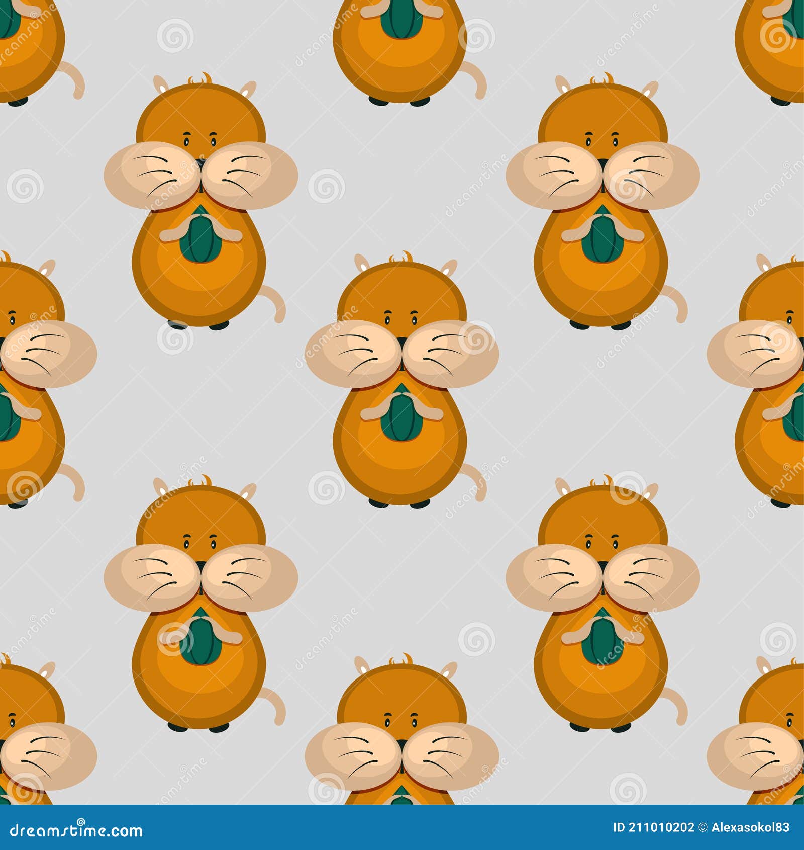 Pattern with Cute Hamster Holding Sunflower Seed. Vector Illustration ...