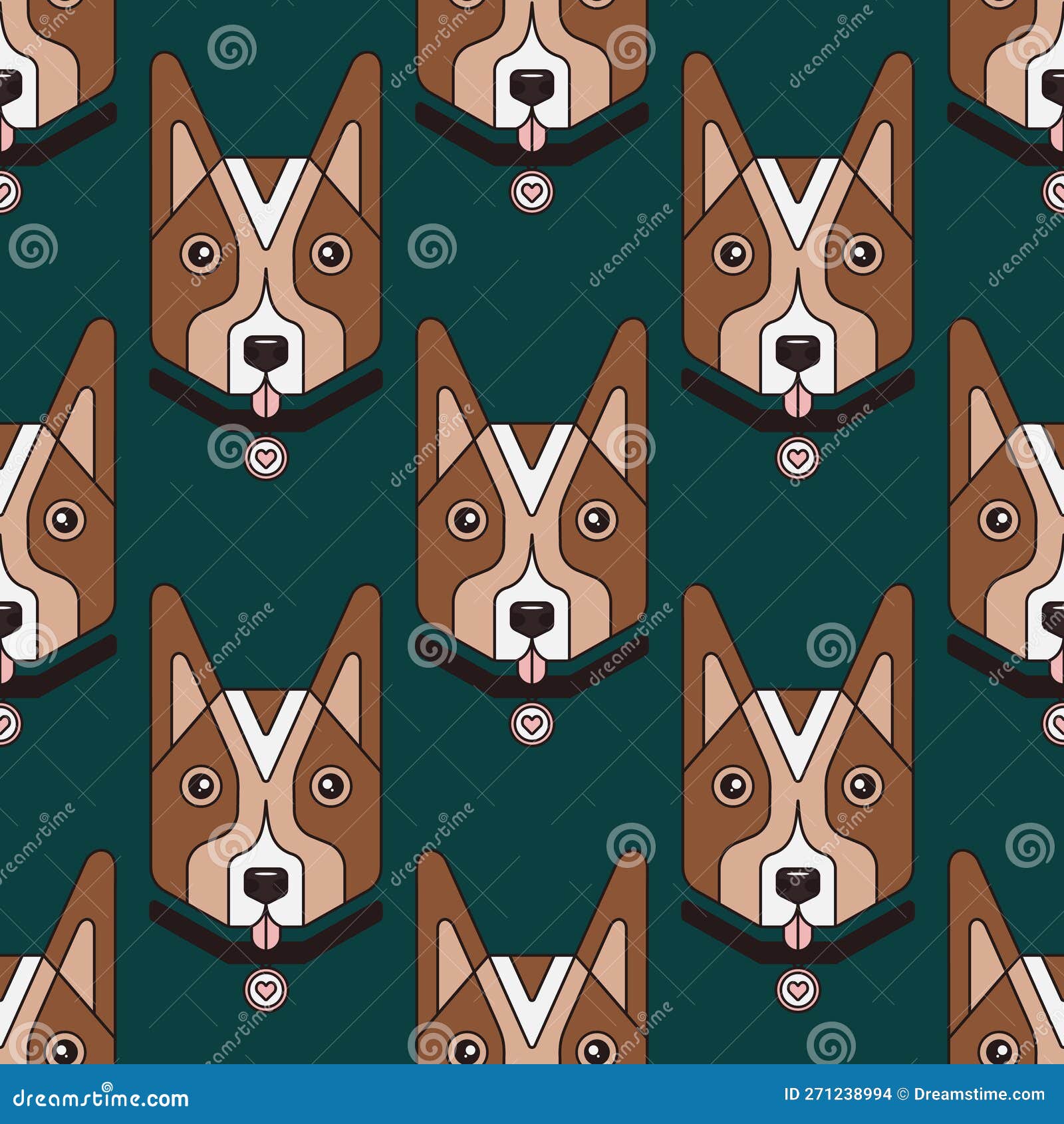 Pattern with Cute Stylized Dogs. Vector Pattern for Textile, Print ...