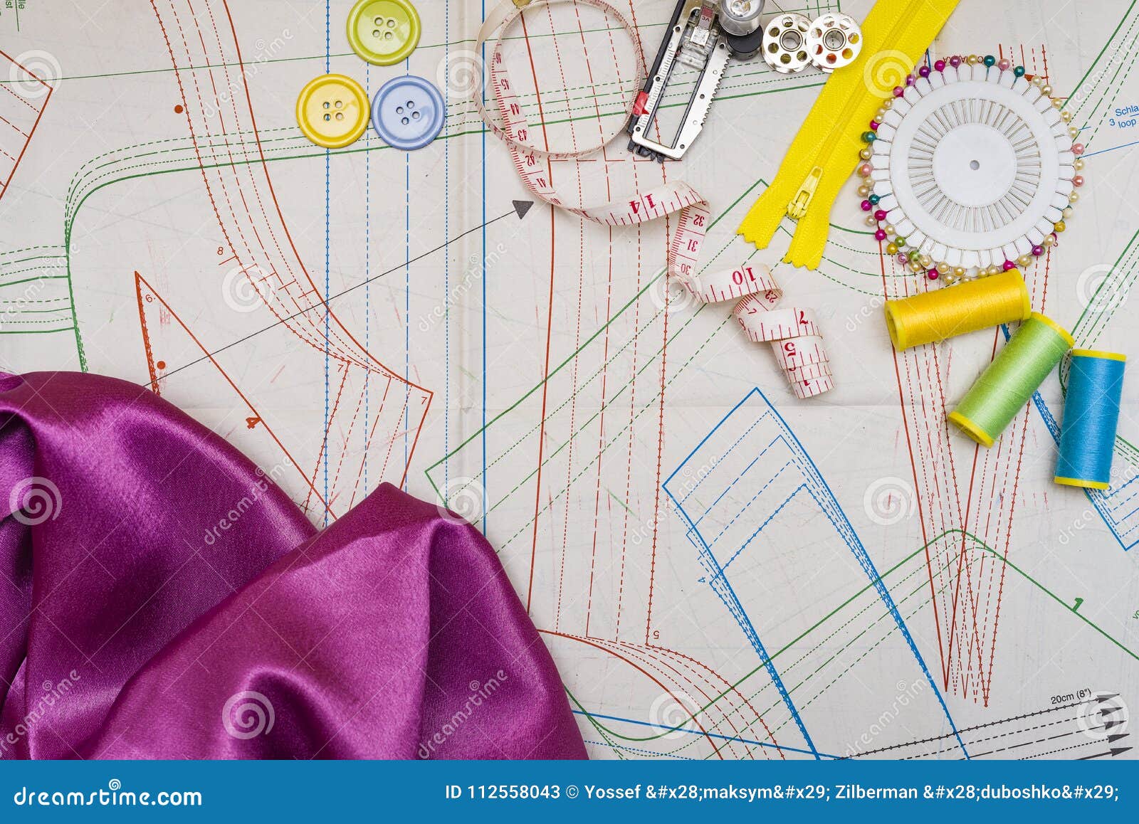 Pattern cutting and sewing stock image. Image of abstraction - 112558043