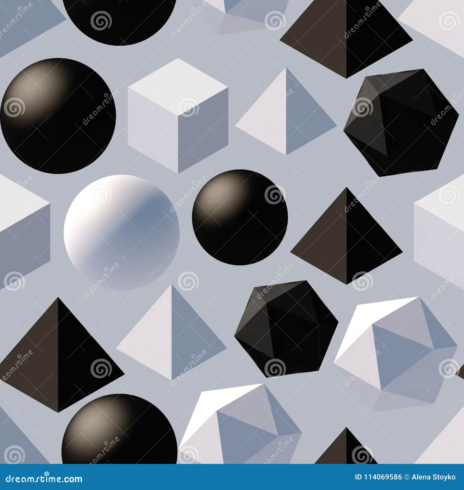 Pattern with 3d shapes. stock vector. Illustration of octagon - 114069586