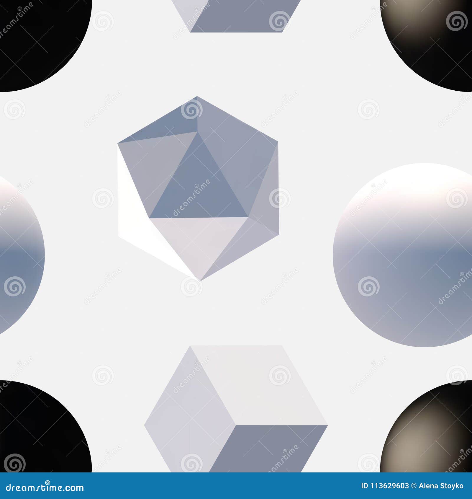 Pattern with 3d shapes. stock vector. Illustration of geometric - 113629603