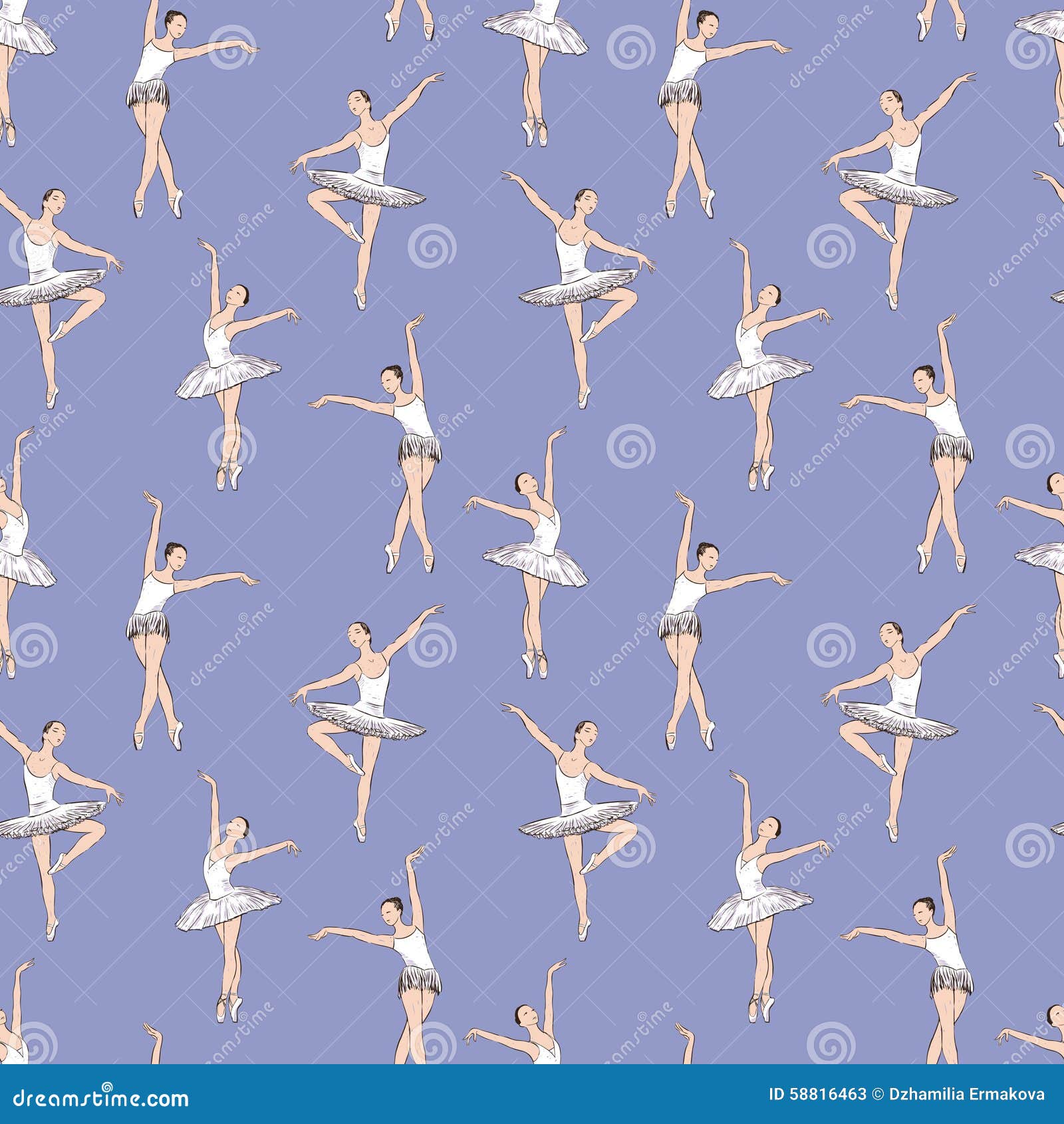 Pattern of the Dancing Ballerinas Stock Vector - Illustration of hand ...