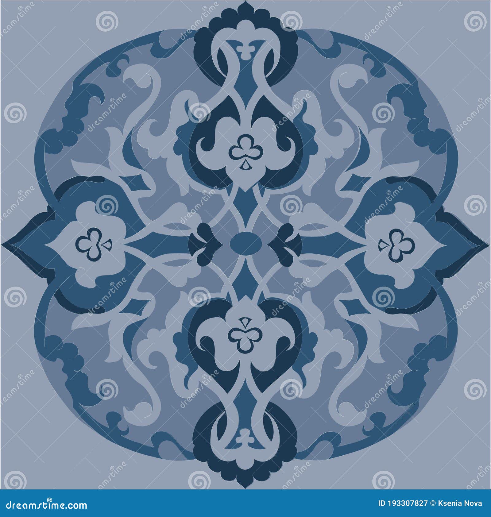 Pattern in Dark Blue Tones on the Light Blue Background Stock Vector ...
