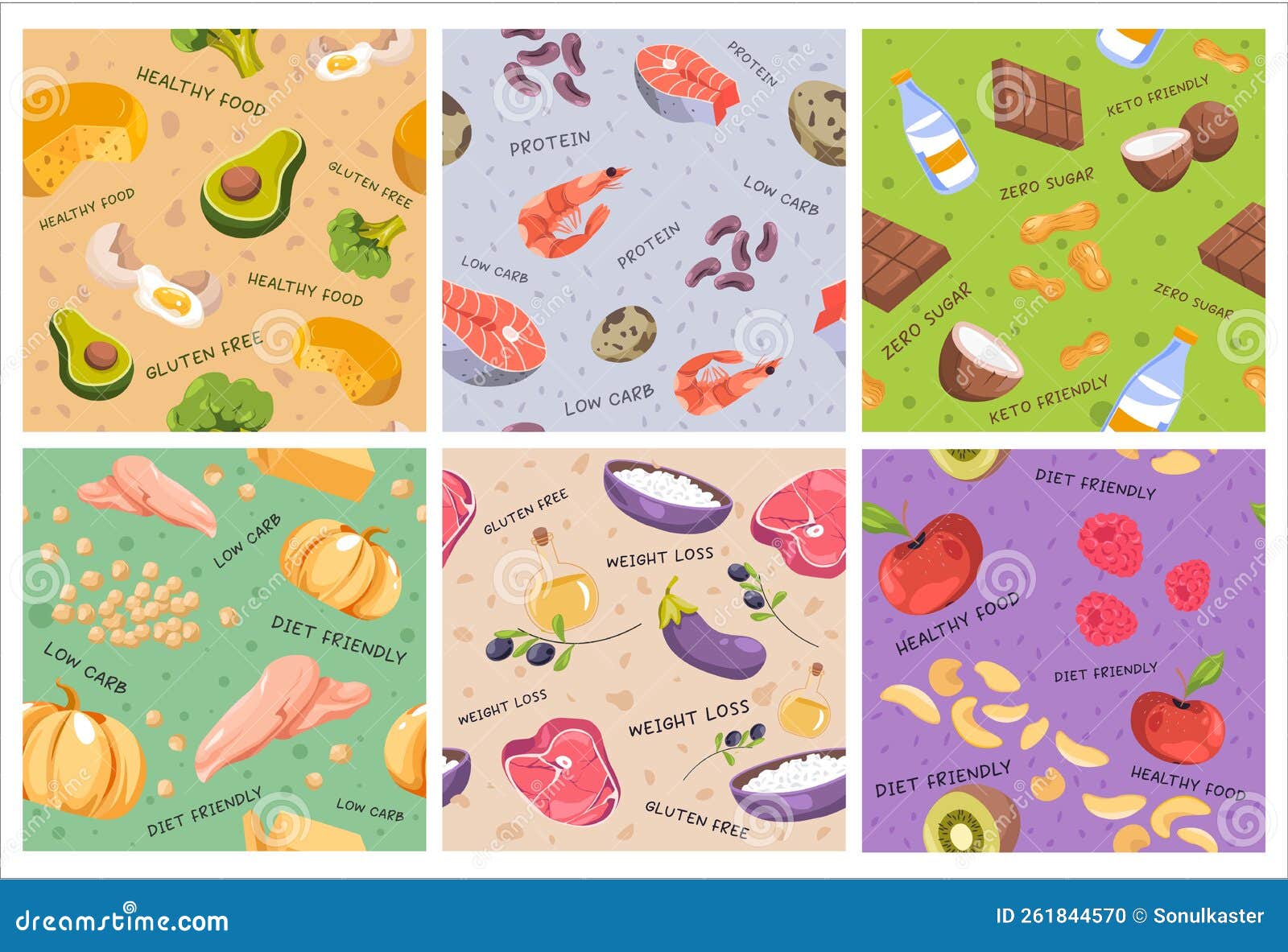 Pattern Decoration with Healthy Food Elements Stock Vector ...