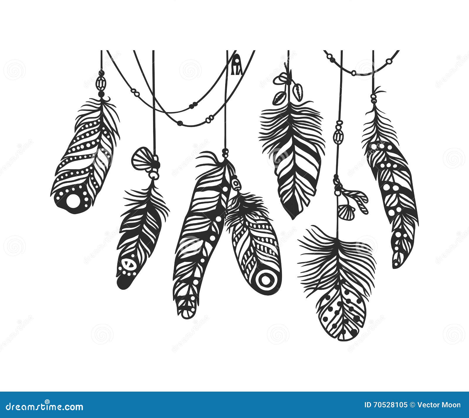 Pattern with Decorative Feather Vector Illustration. Stock Vector ...