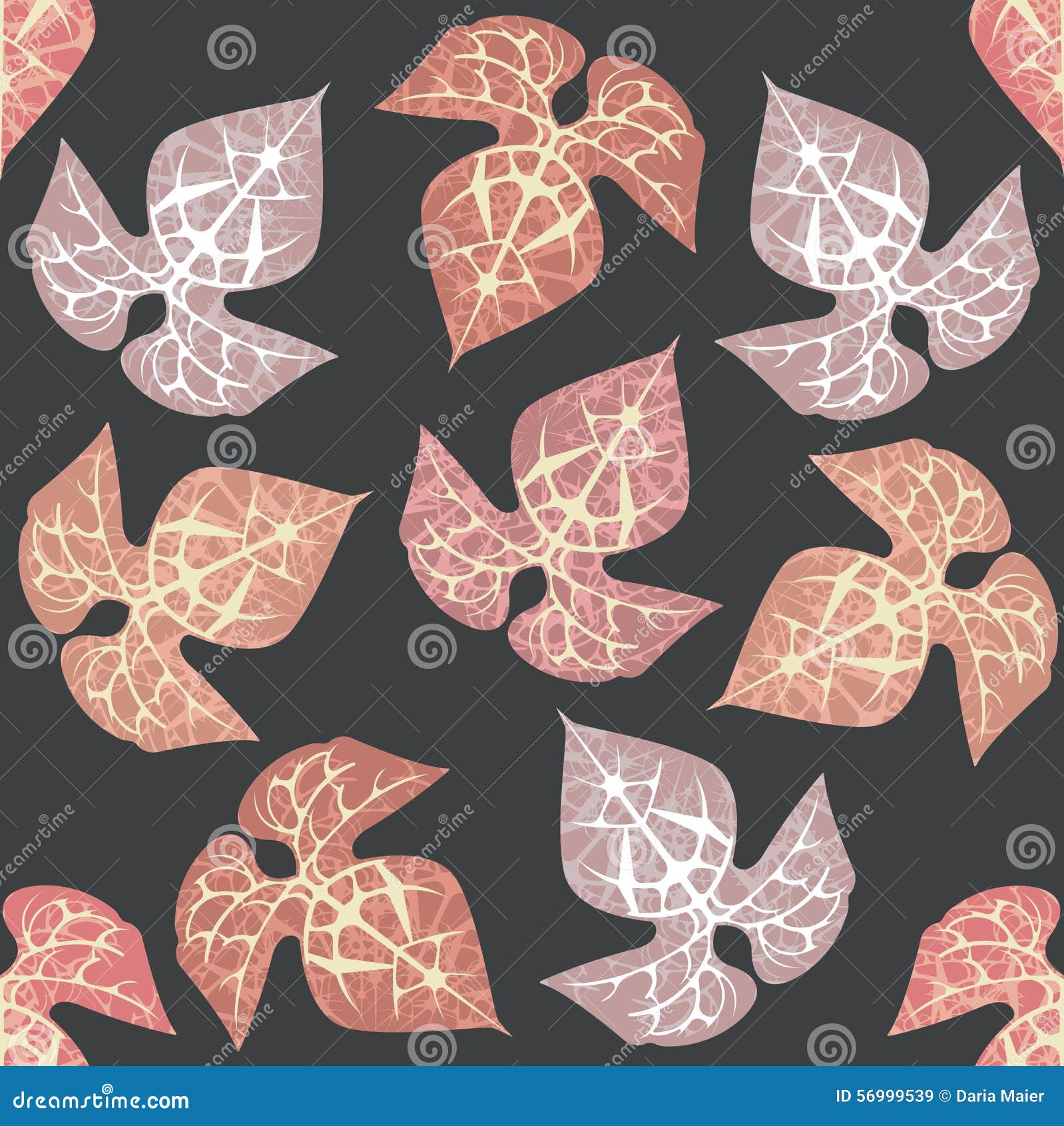 Pattern with Decorative Leaves Stock Vector - Illustration of flora ...