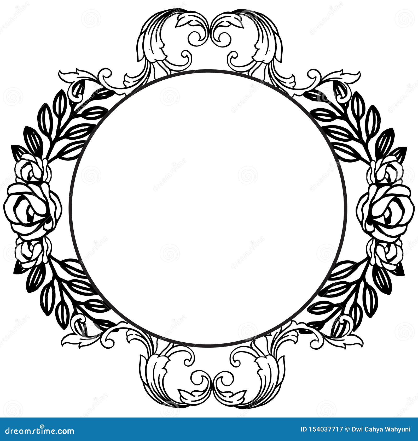 Pattern Decorative of Round Rose Flower Frame. Vector Stock Vector ...