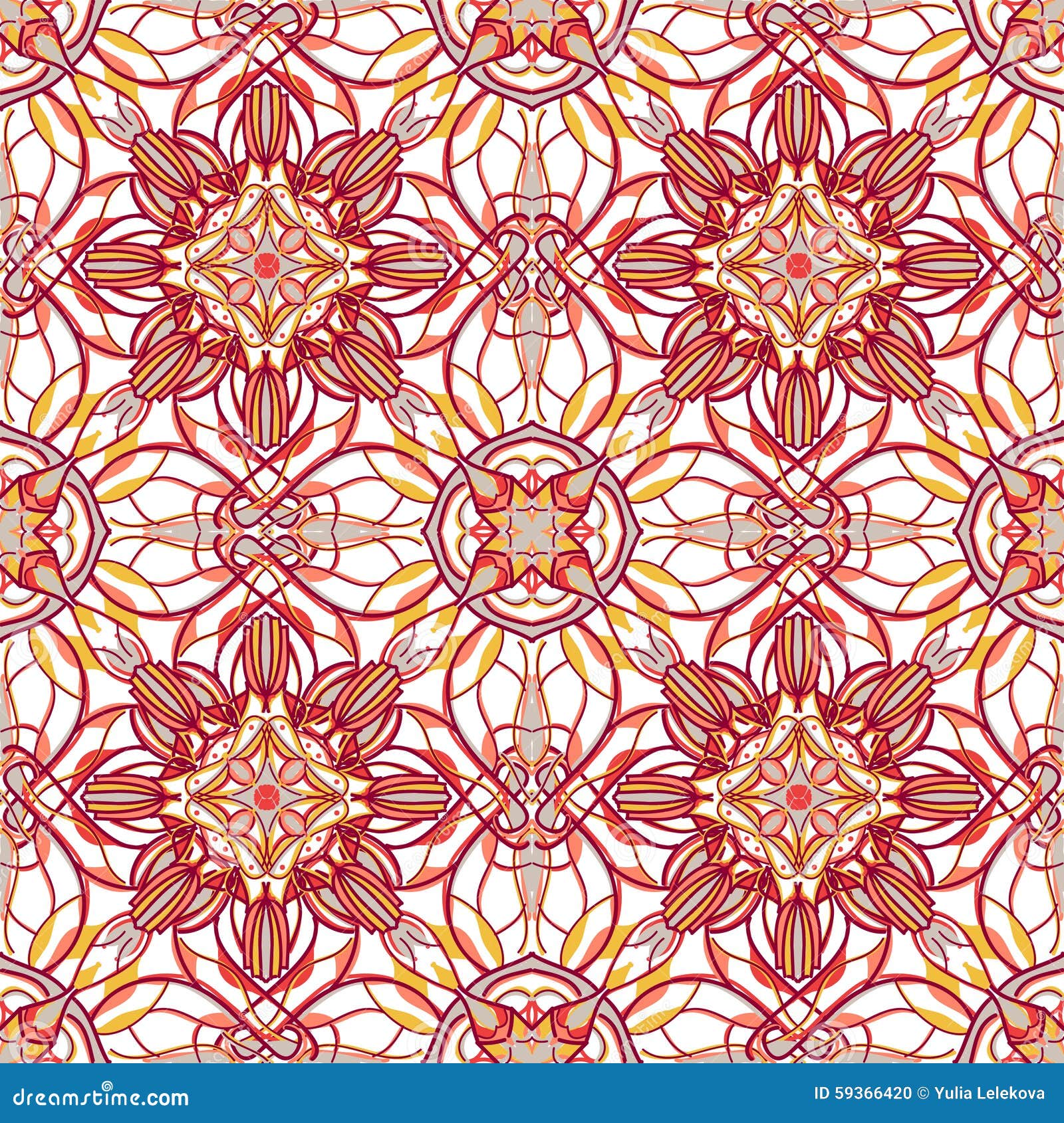 Pattern with Decorative Symmetric Oriental Ornaments Stock Vector ...