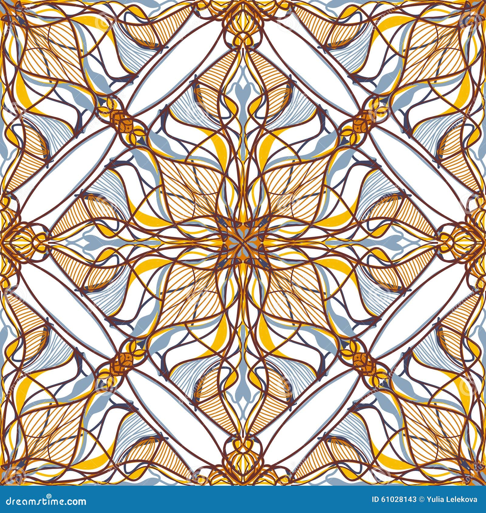 Pattern with Decorative Symmetric Ornament Stock Vector - Illustration ...