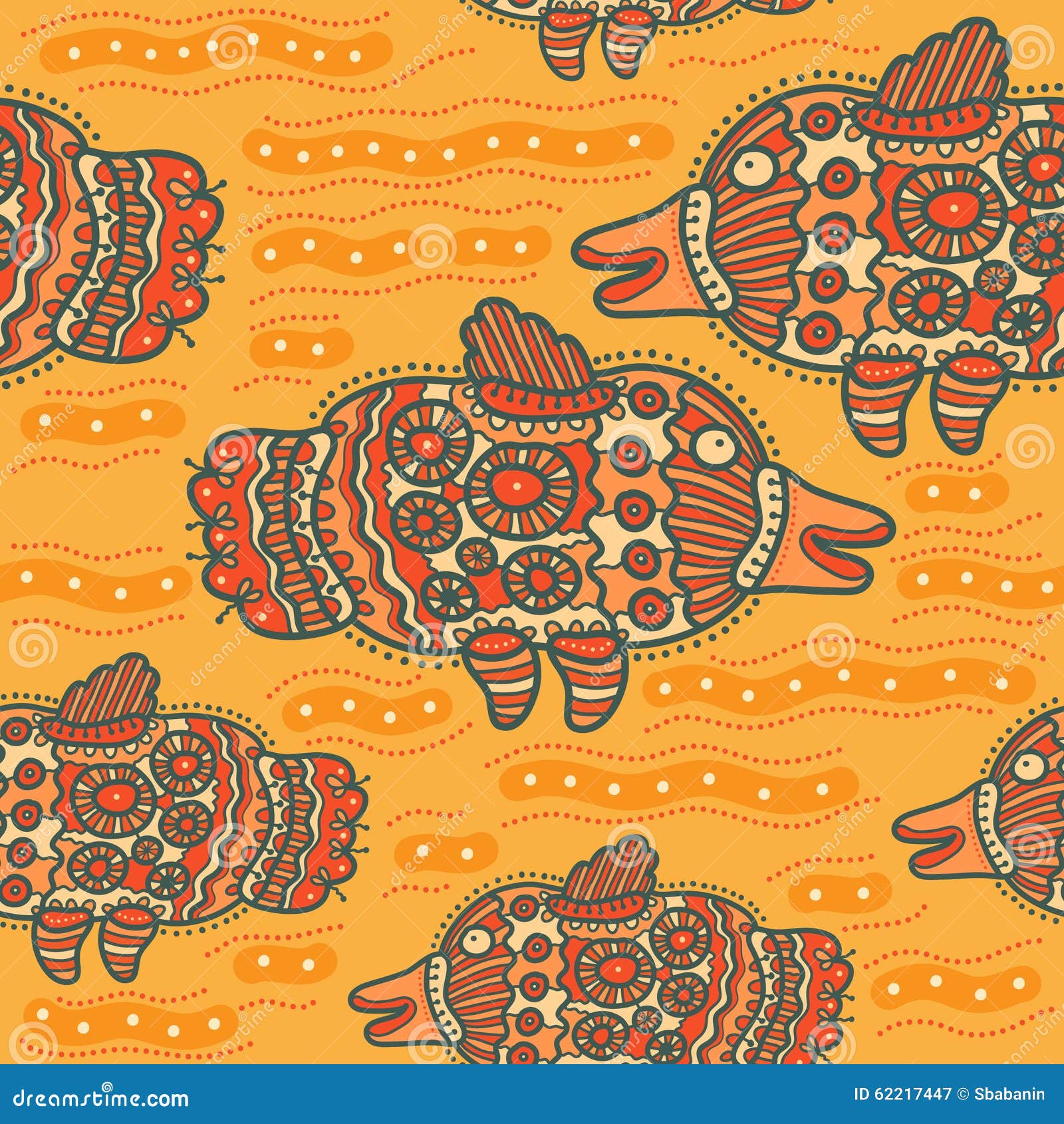 Pattern with Decorative Unusual Fish Stock Vector - Illustration of ...
