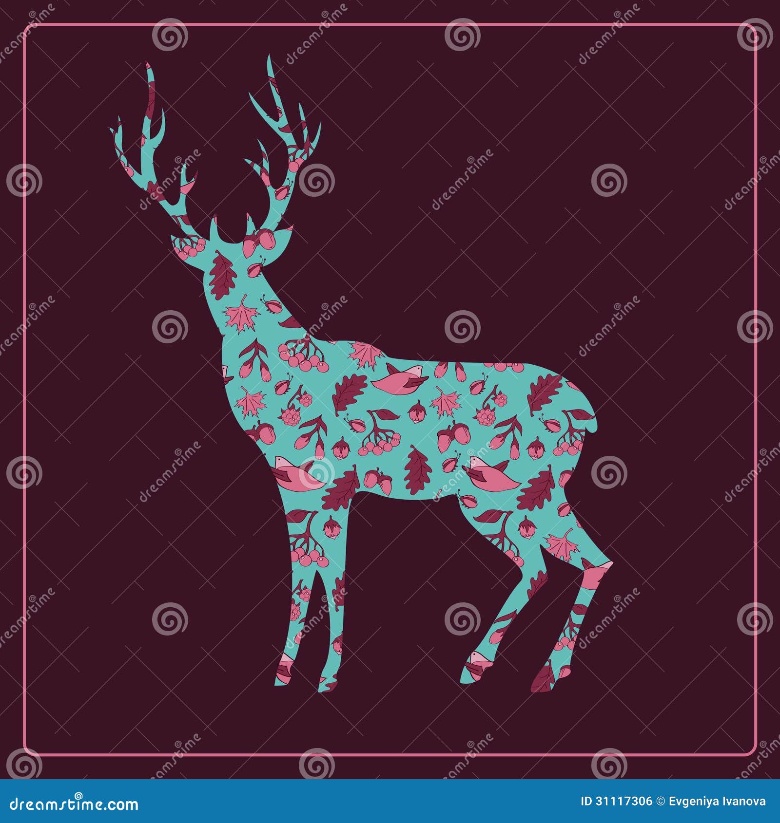 Pattern Deer Forest Background Stock Illustration - Illustration of ...