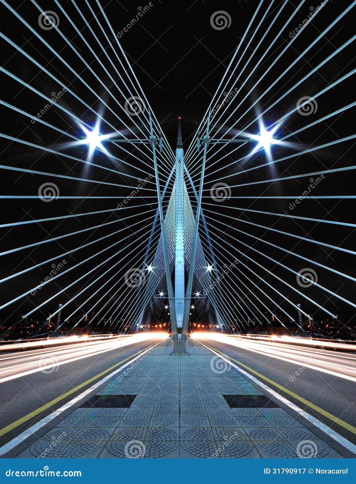 Pattern and Design of Bridge with Car Light Trails Stock Image - Image ...