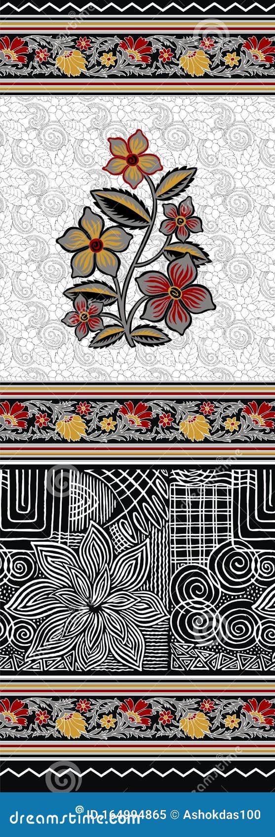 Pattern Design Pallu Art for Textile Print for PRINT Stock Illustration ...