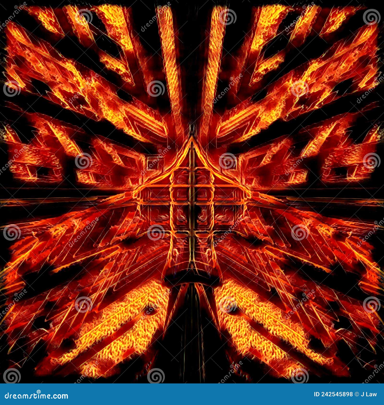 Pattern and Design in Red-hot Metal on a Black Background Stock ...