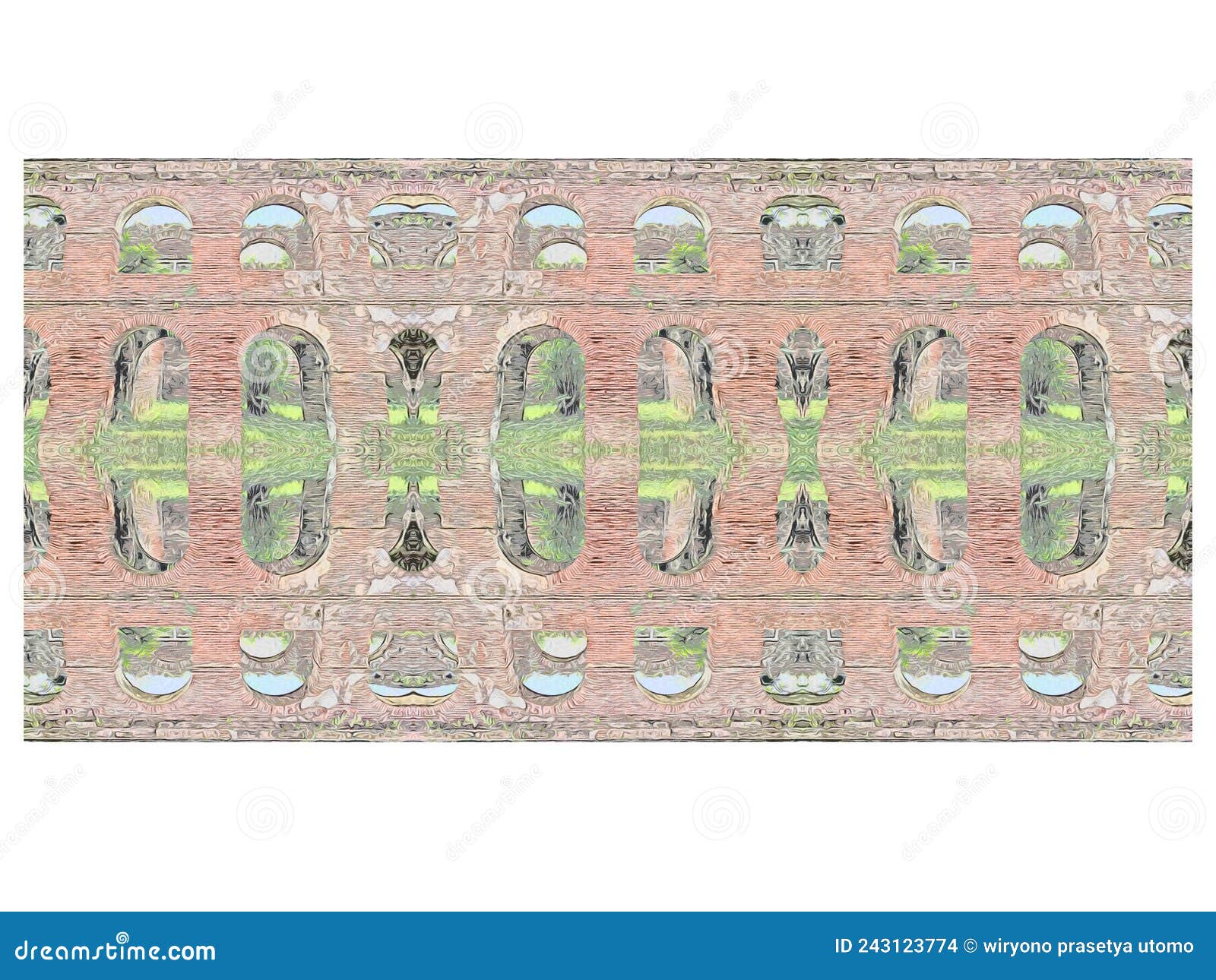 Pattern Design Using Old Building Ruins Cartoon Illustration Stock ...