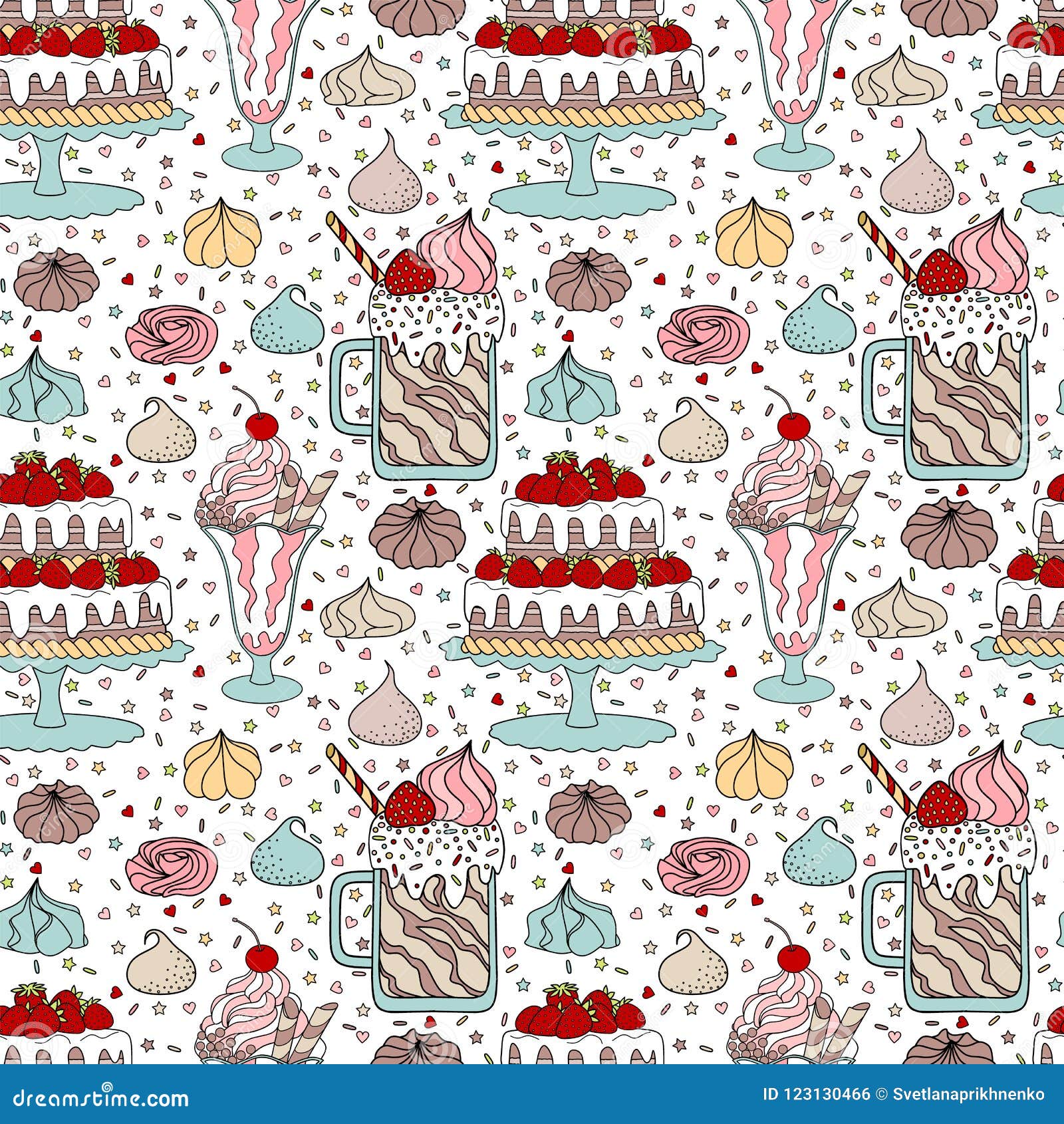 Pattern with dessert stock vector. Illustration of milk - 123130466