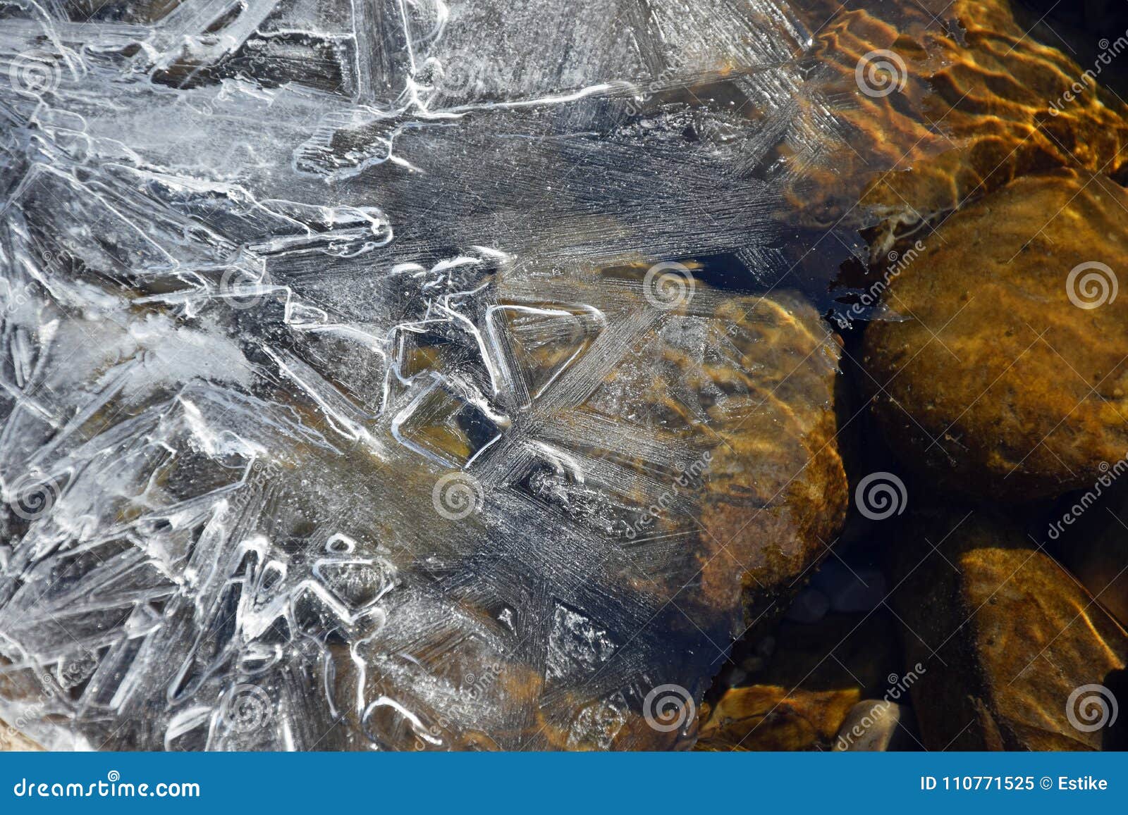 Freezed water at a river stock image. Image of water - 110771525