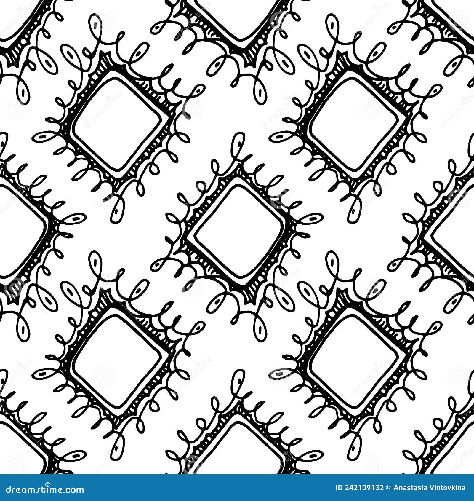 A Pattern of a Diamond with Curls. Seamless Diamond Pattern with ...