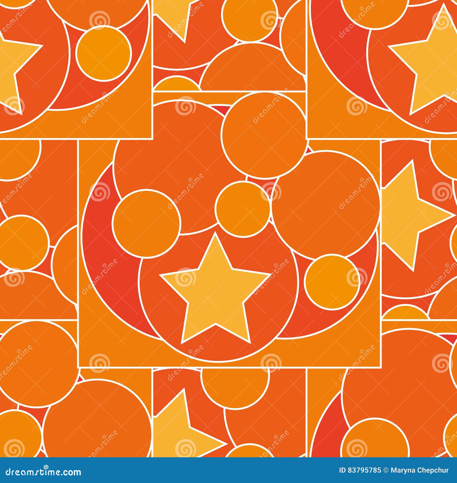 Pattern with Different Color and Size Circles and Stars Stock Vector ...