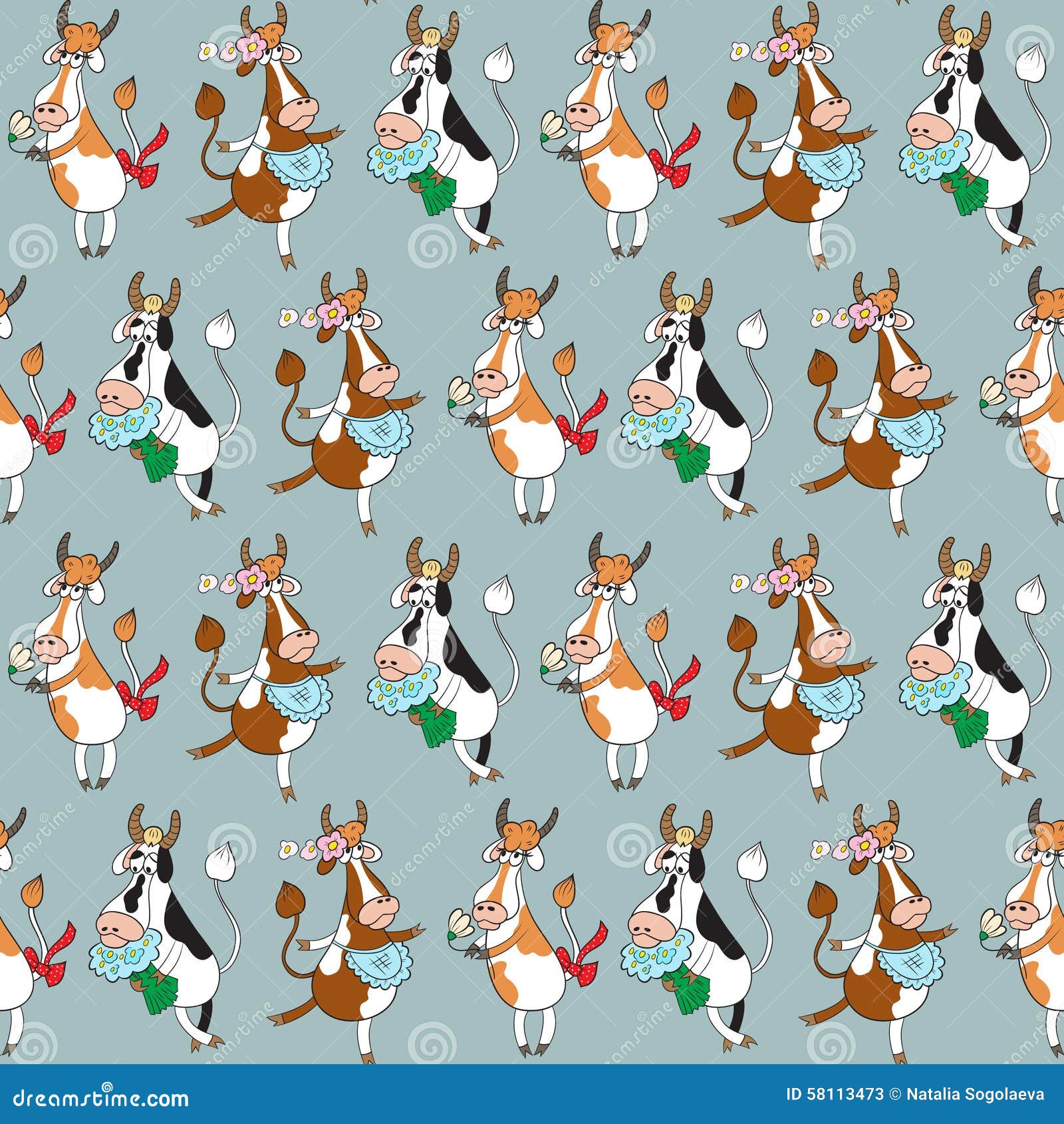 Pattern with Different Cows Stock Vector - Illustration of pattern ...