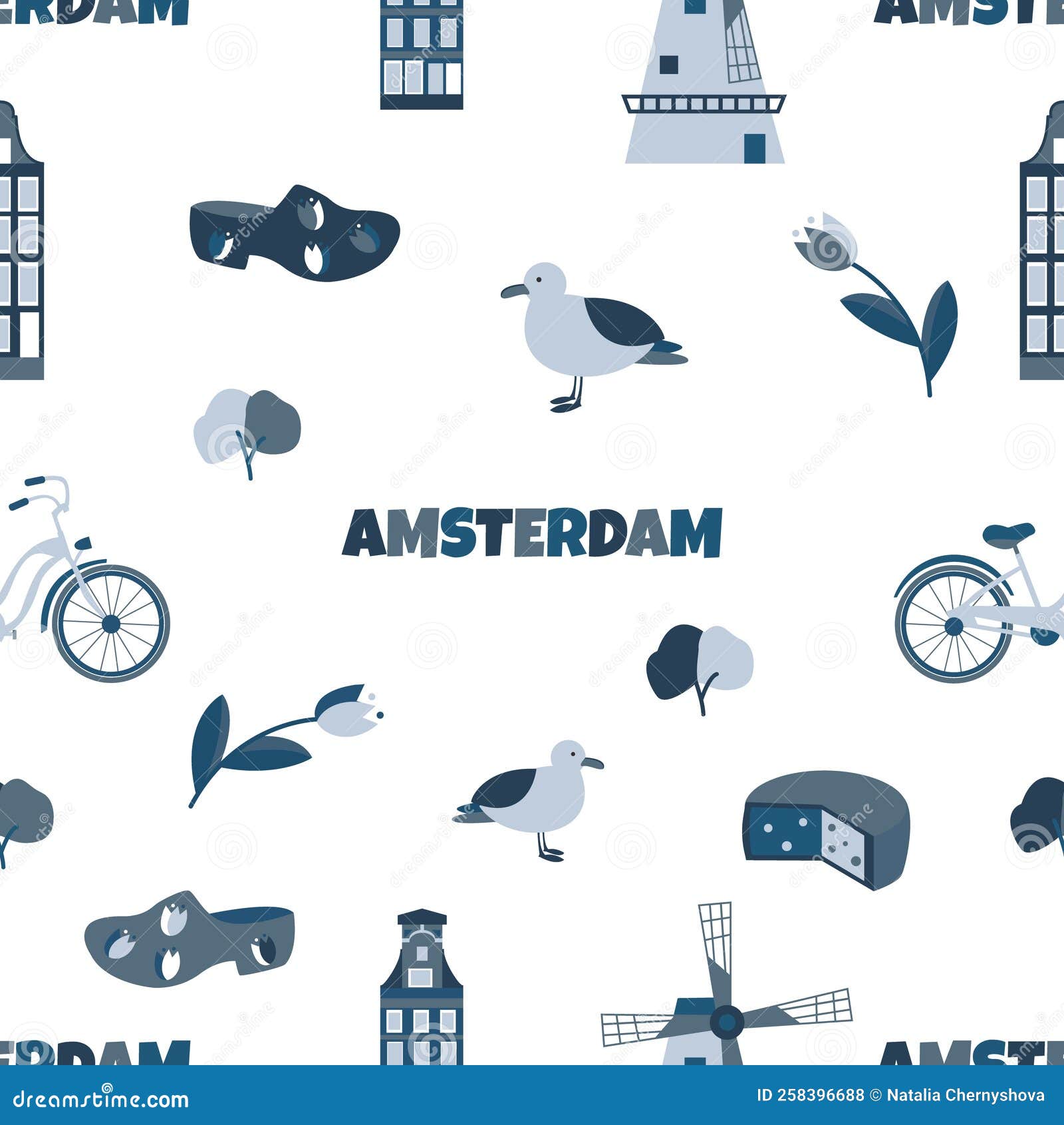 Pattern with Elements and Landmarks of Netherlands Stock Vector ...