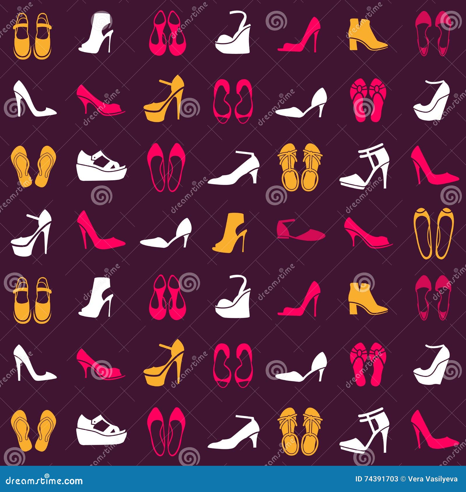 Pattern with Different Kinds of Shoes Stock Vector - Illustration of ...