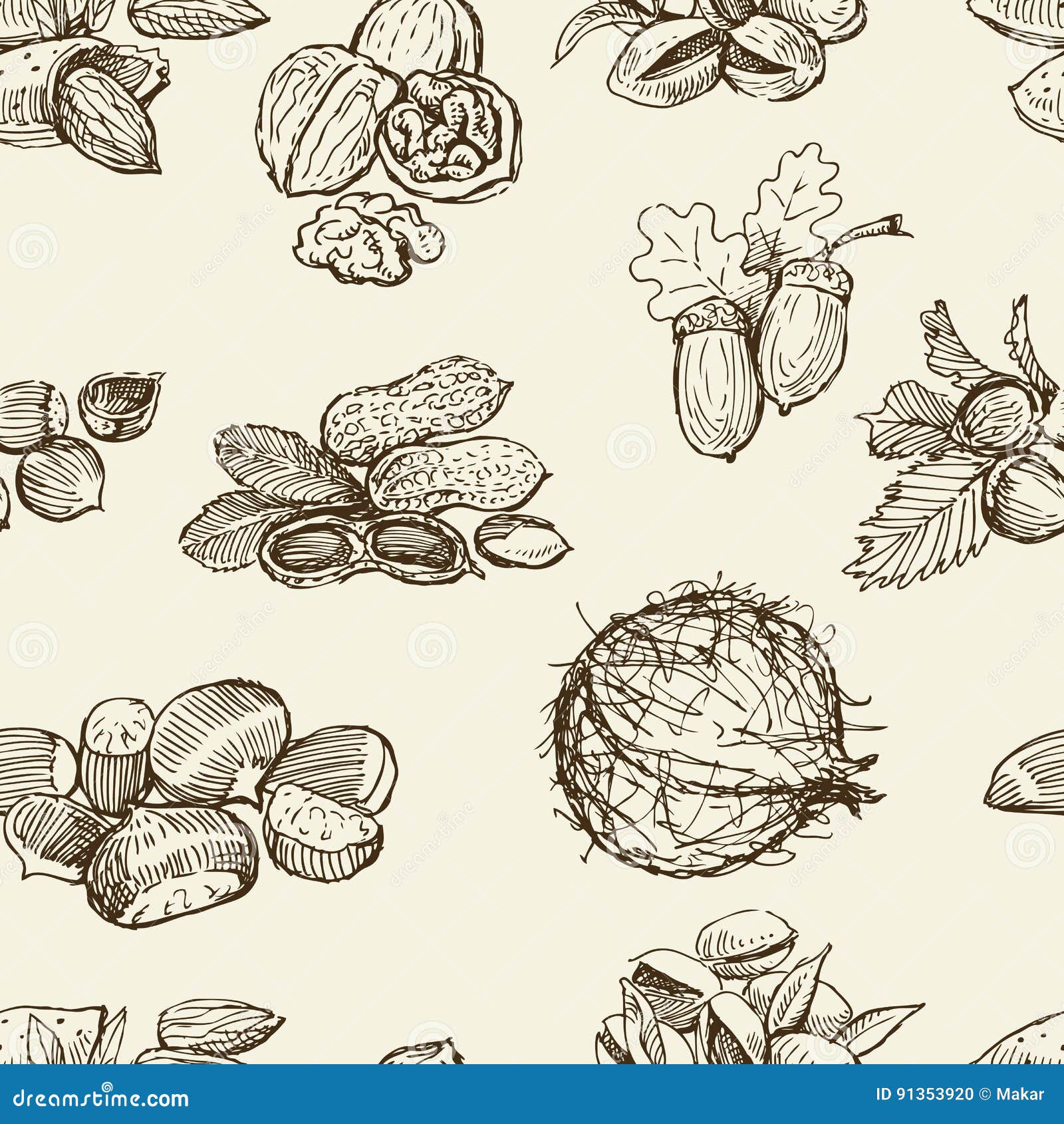 Pattern of the Different Nuts Stock Vector - Illustration of seamless ...
