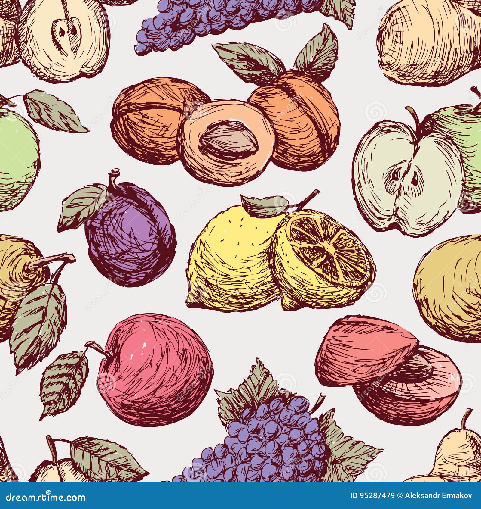 Pattern of the Different Ripe Fruit Stock Vector - Illustration of ...