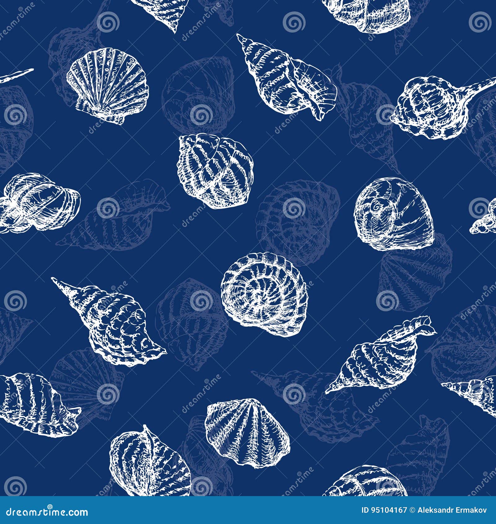 Pattern of the Different Sea Shells Stock Vector - Illustration of ...