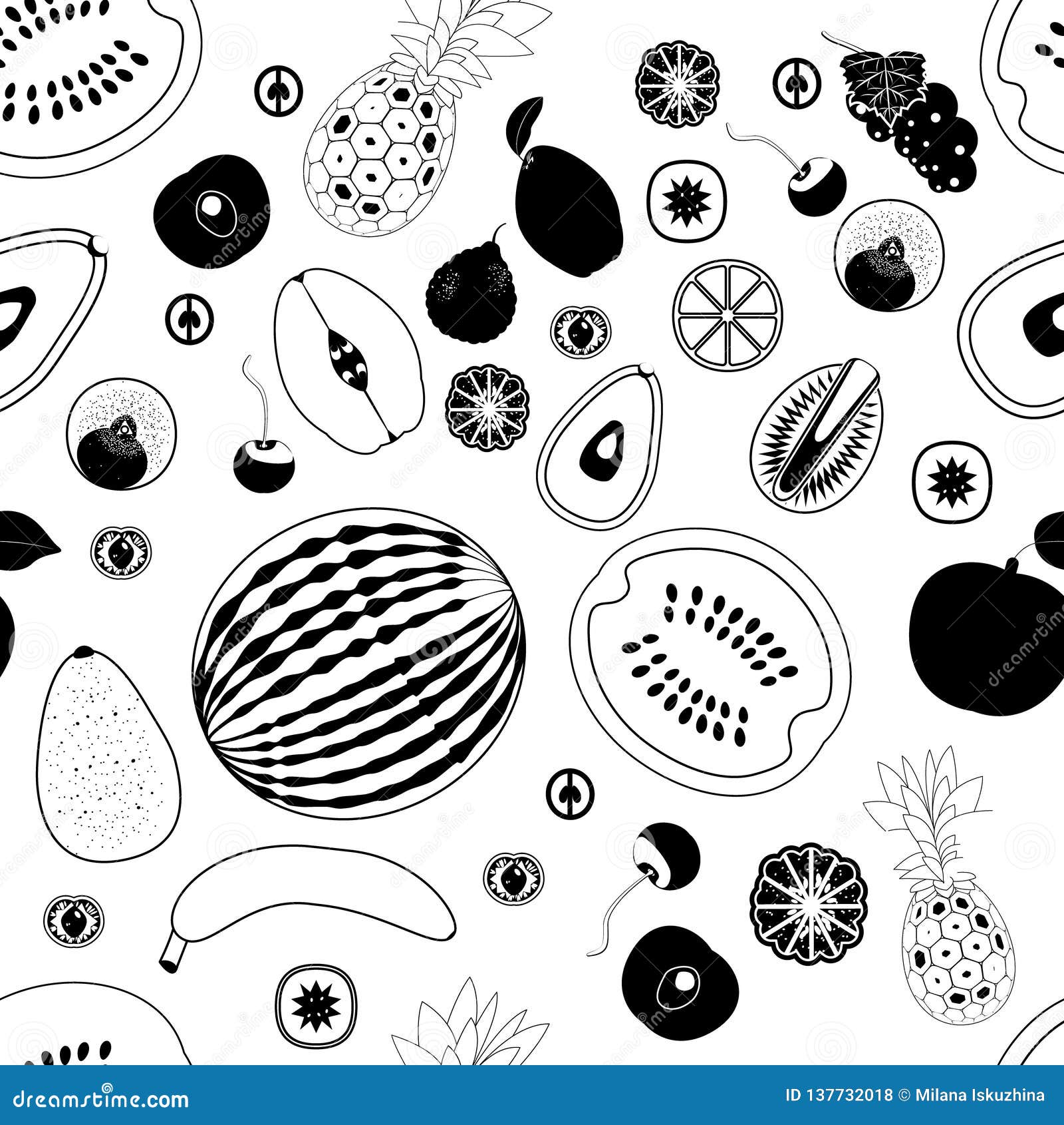 Pattern from Different Types of Fruits in a Flat Style Stock Vector ...