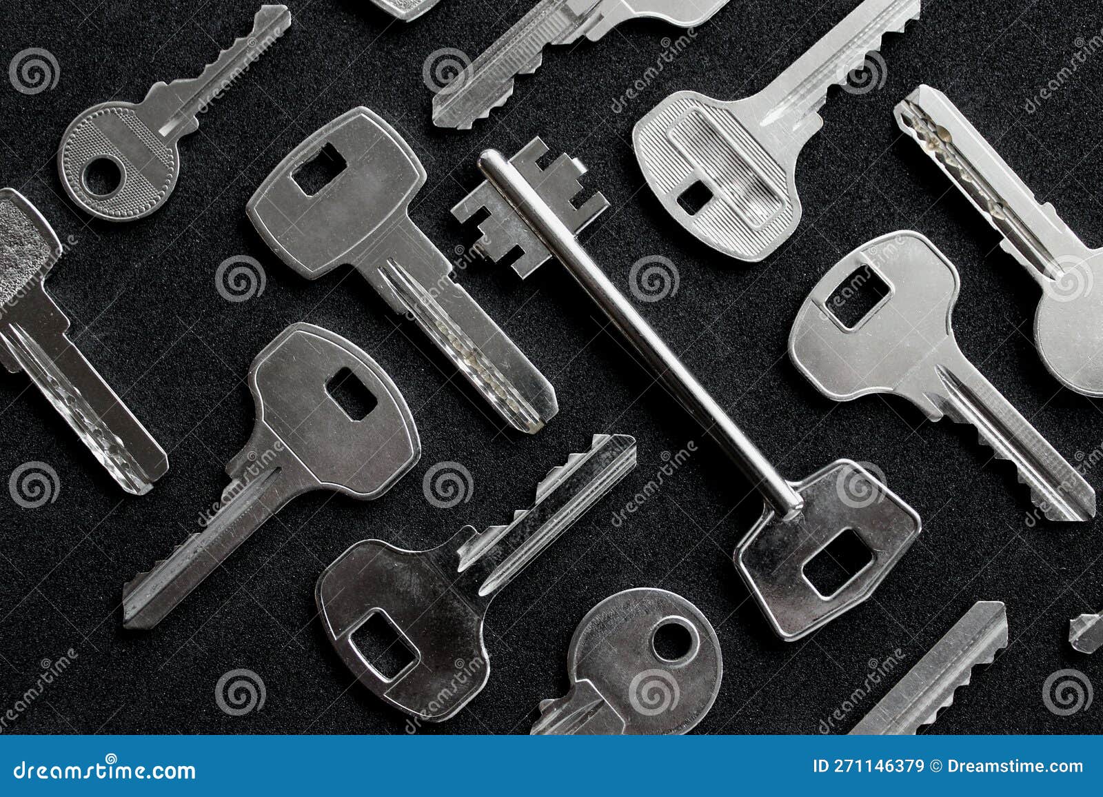A Pattern of Different Types of Keys from Locks Laid Out on Black ...