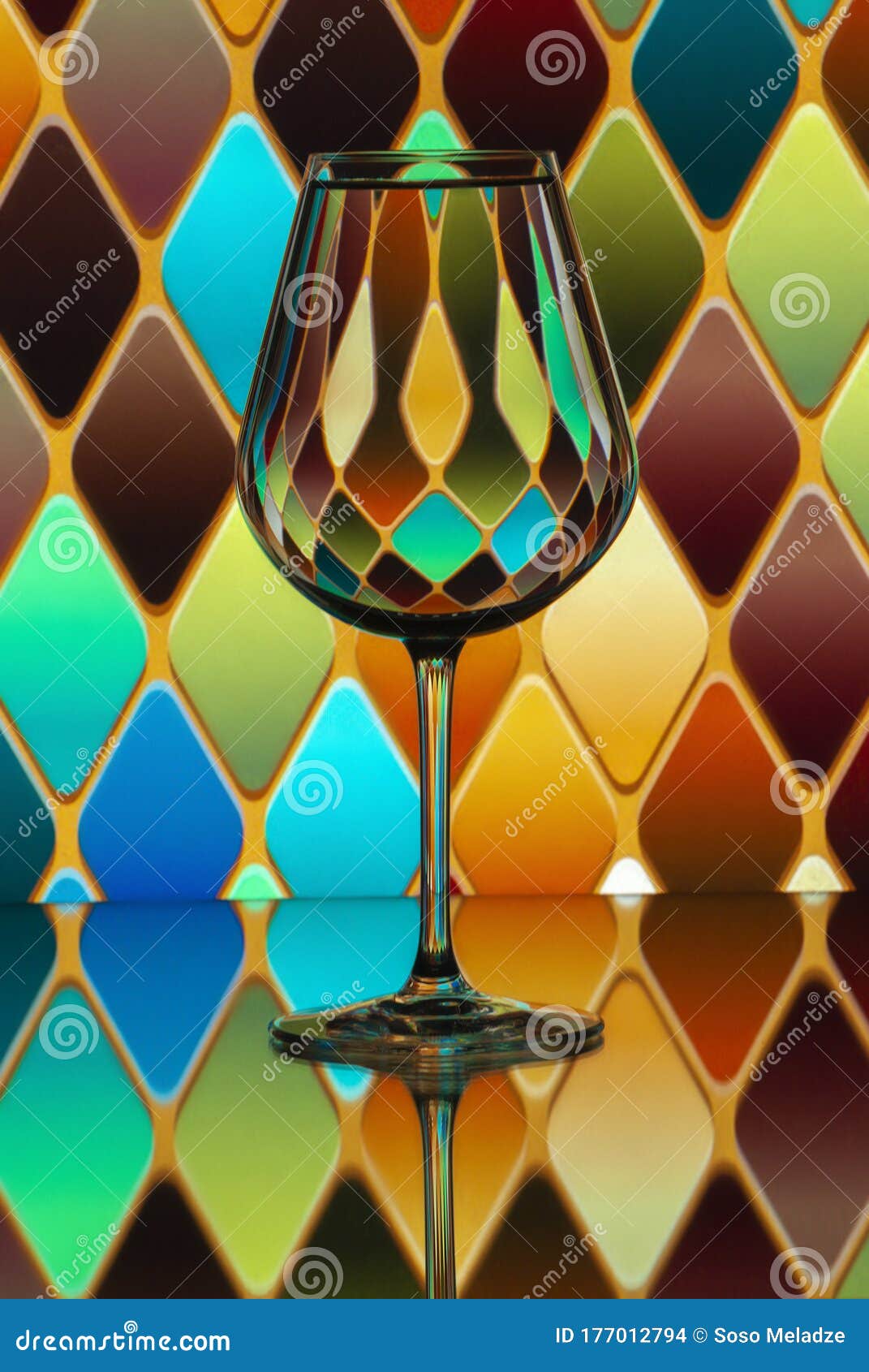 Pattern Distortions Seen through a Glass of Water. Still Life Stock ...