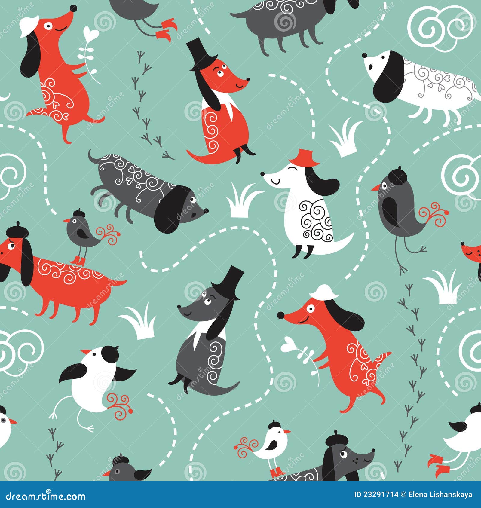 Pattern With Dogs. Seamless Texture. Vector Illustration ...