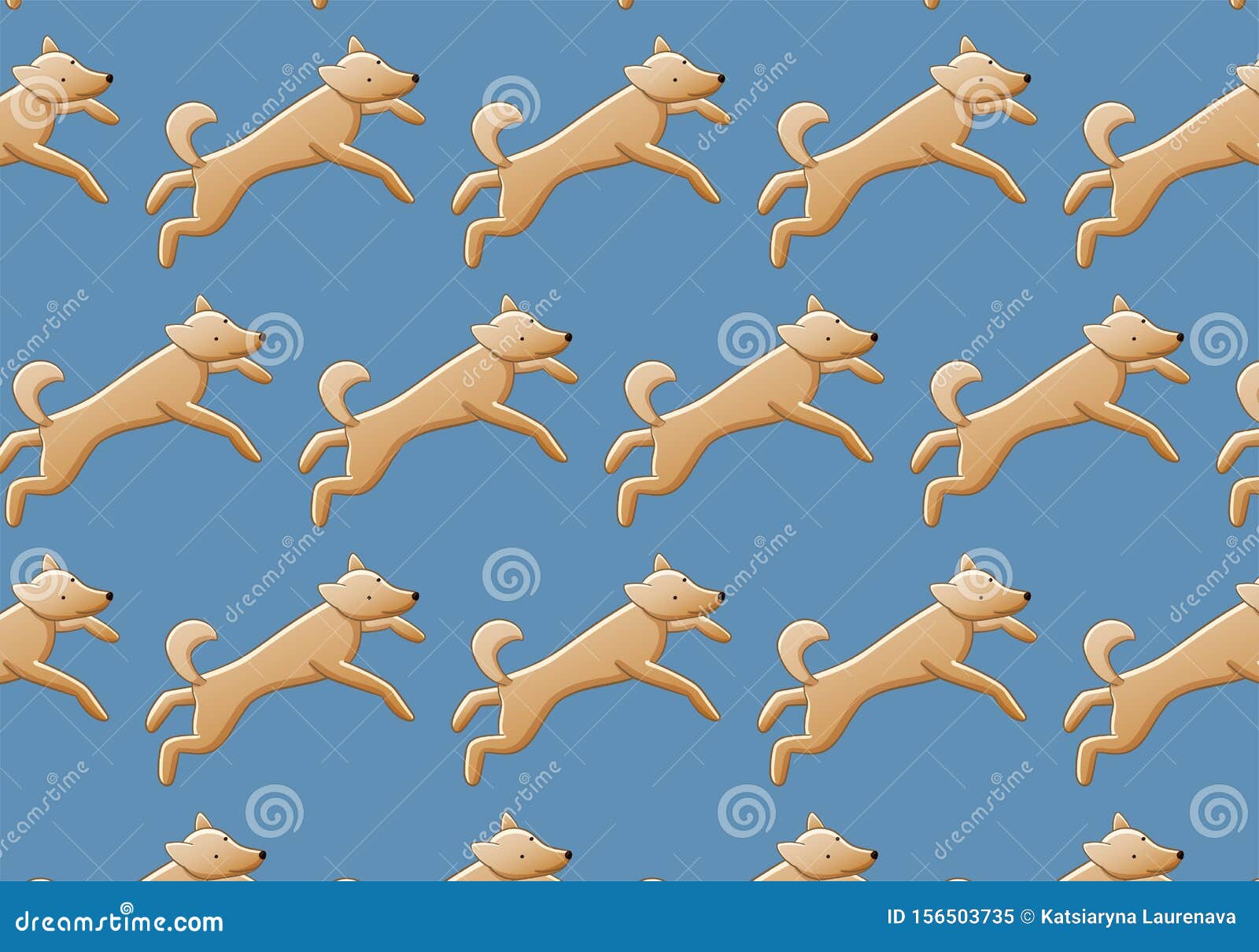 Pattern of Dogs on a Blue Background Stock Vector - Illustration of ...