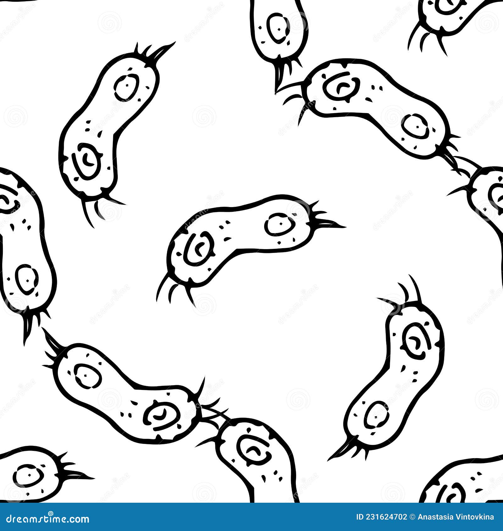 A Pattern of Doodle Bacteria.Seamless Pattern of a Hand-drawn Doodle ...