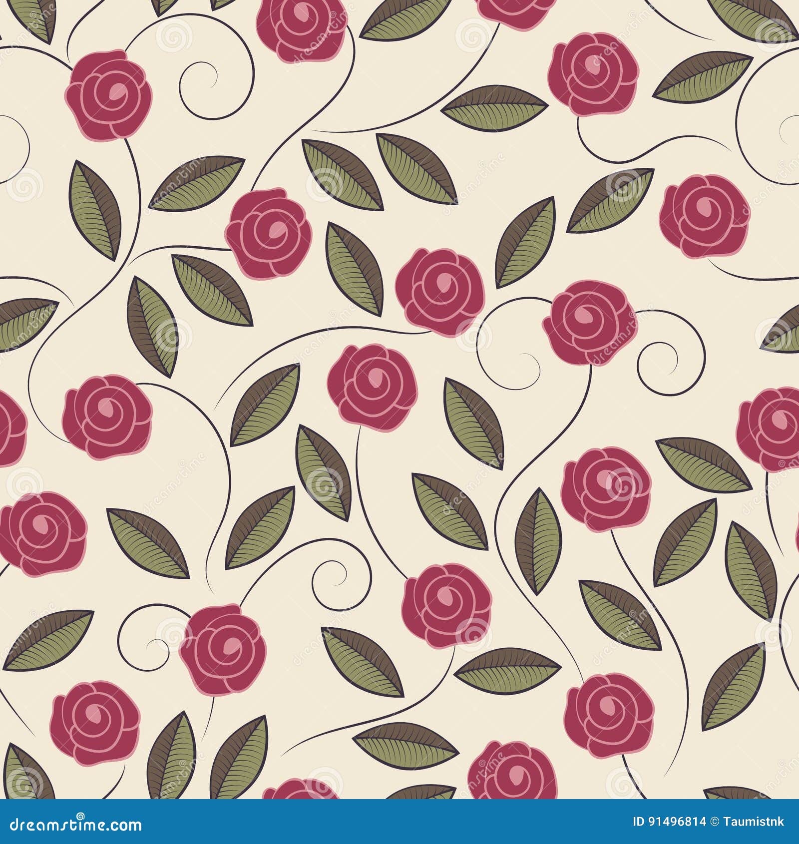 Pattern of doodle roses. stock vector. Illustration of fabric - 91496814