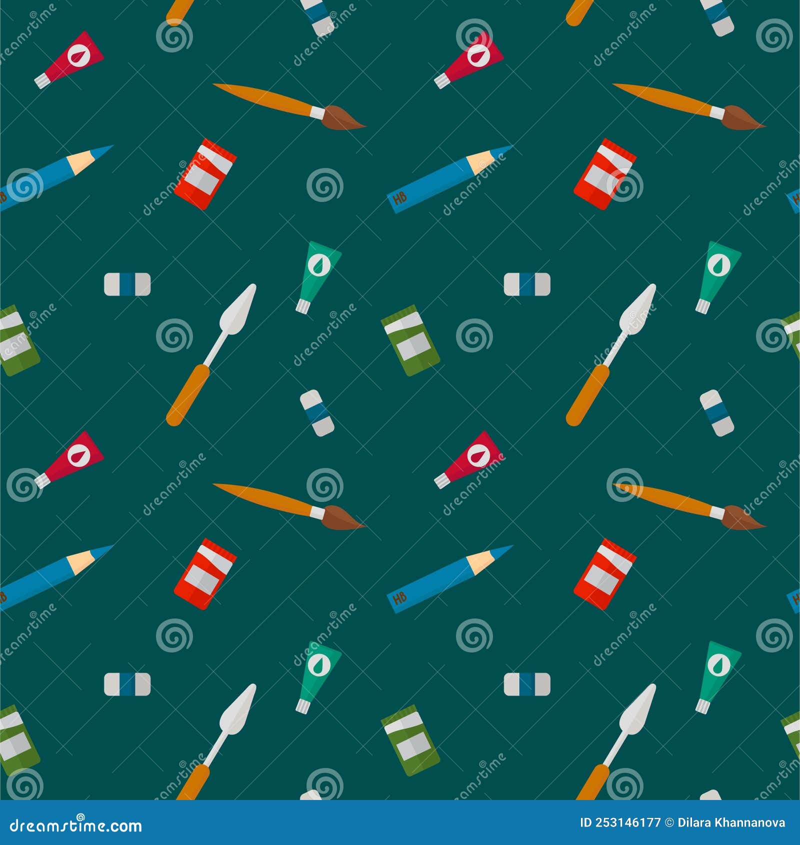 Pattern of Drawing Tools. Illustration Set for Artists, Watercolor ...