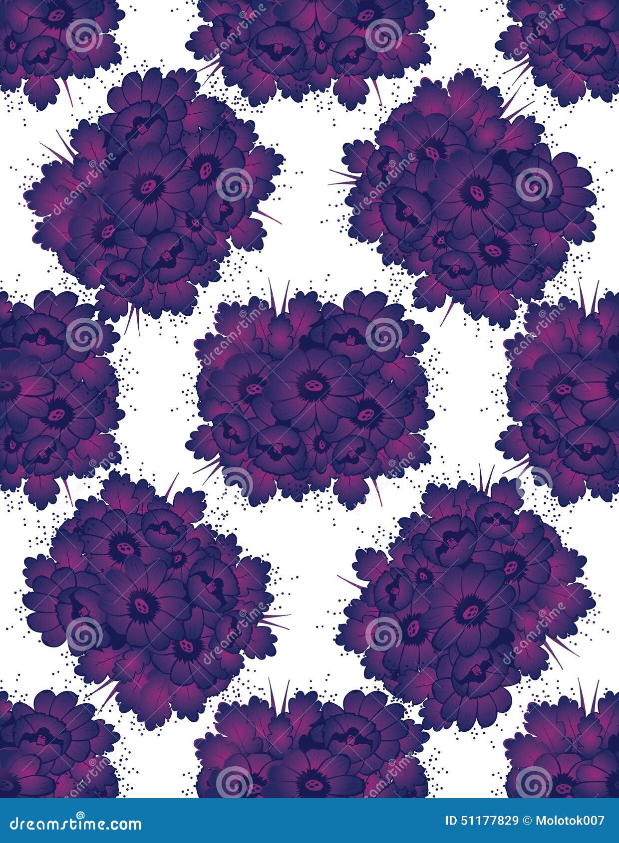 Pattern with Drawing Violet Flowers Stock Vector - Illustration of ...