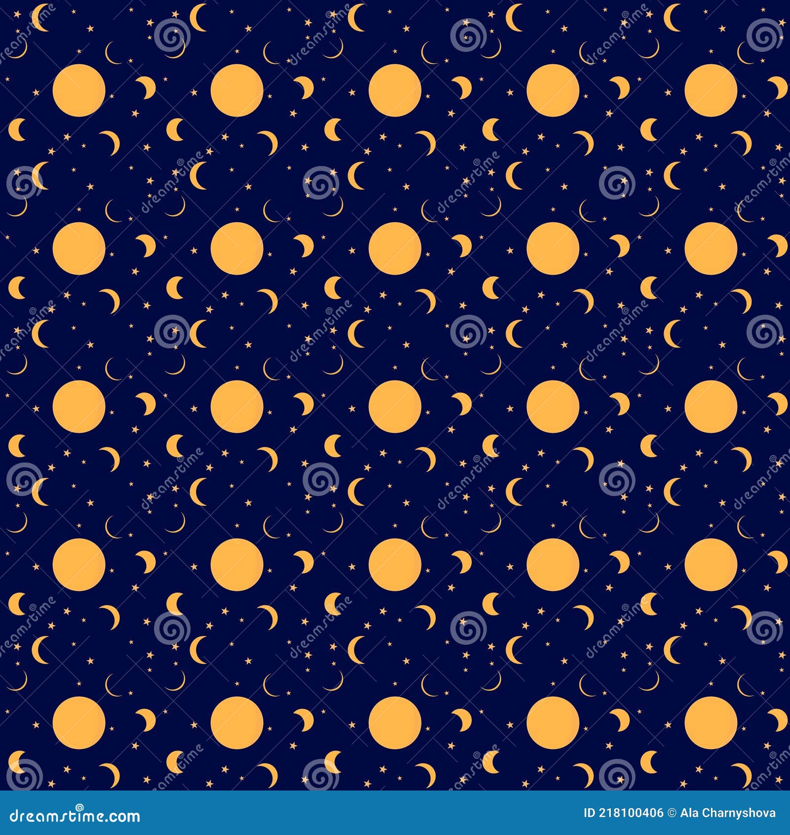 A Pattern of Drawings of the Moon in Different Stages of Growth and ...