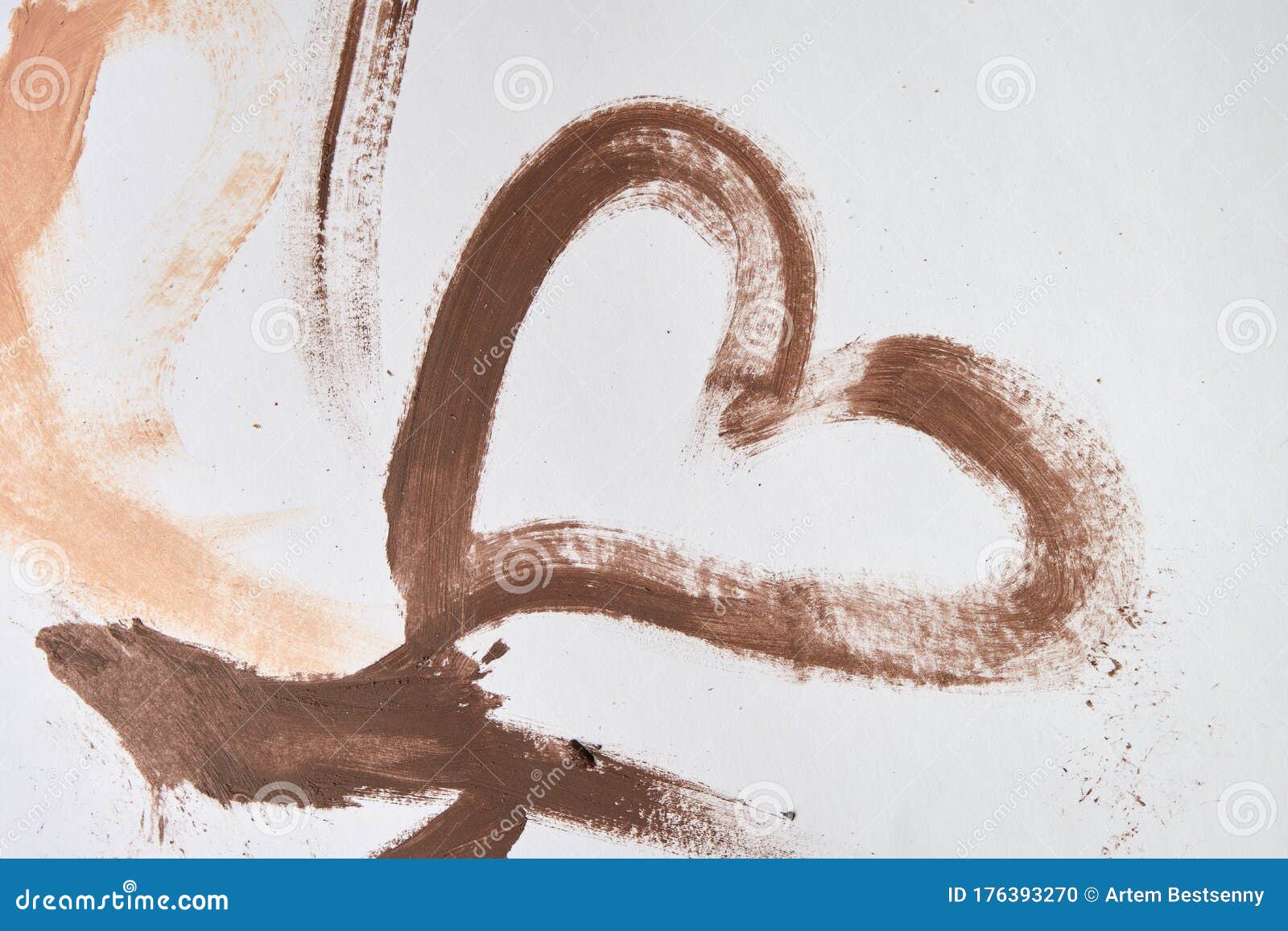 The Pattern is Drawn with a Heart-shaped Brush Painted on a White ...