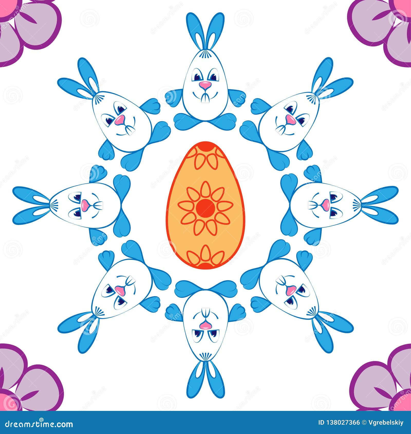 Pattern Easter Motives. Rabbits, Flowers and Eggs Stock Vector ...