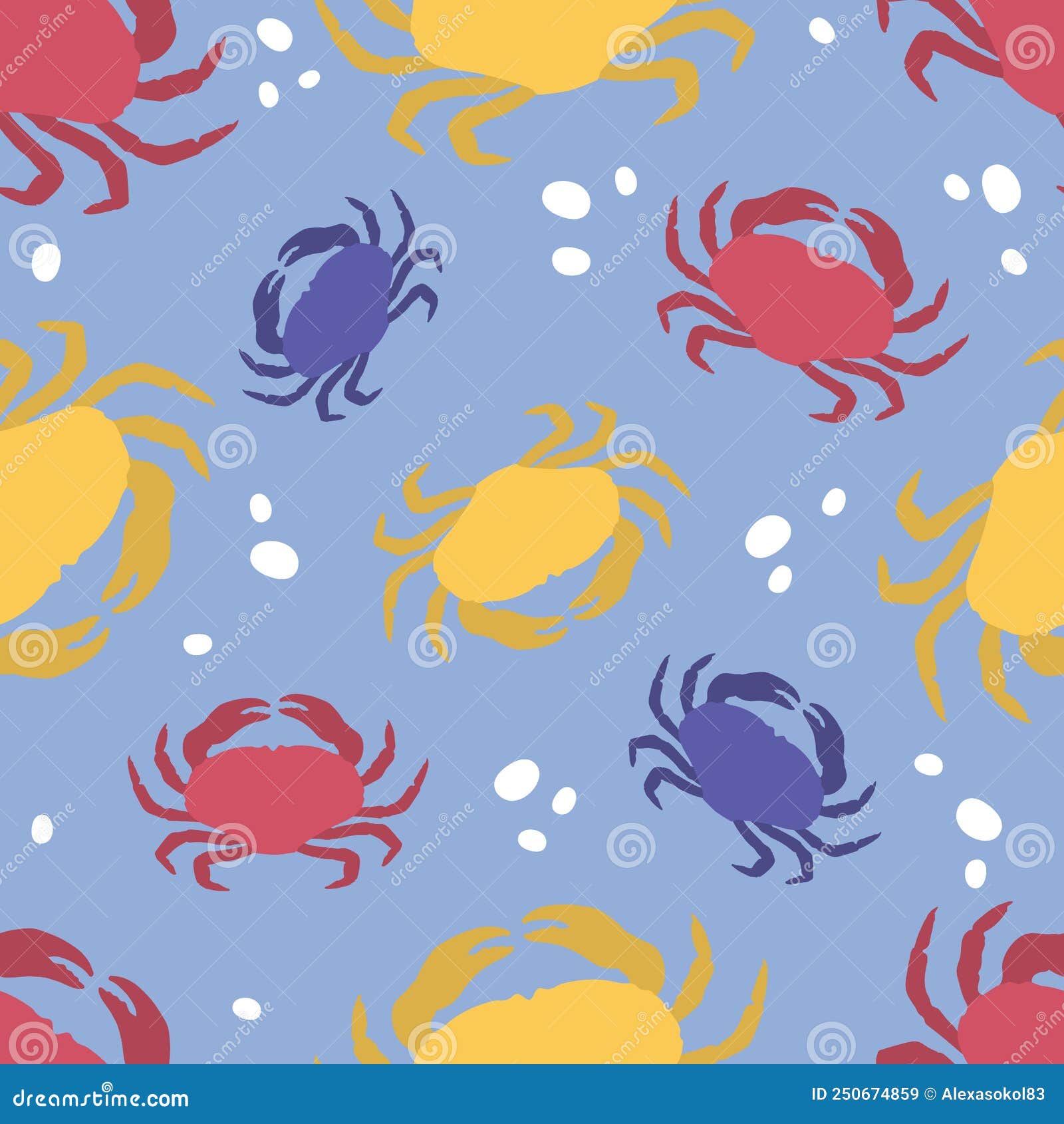 Pattern of Easy Colorful Crabs. Flat Vector Illustration Stock ...