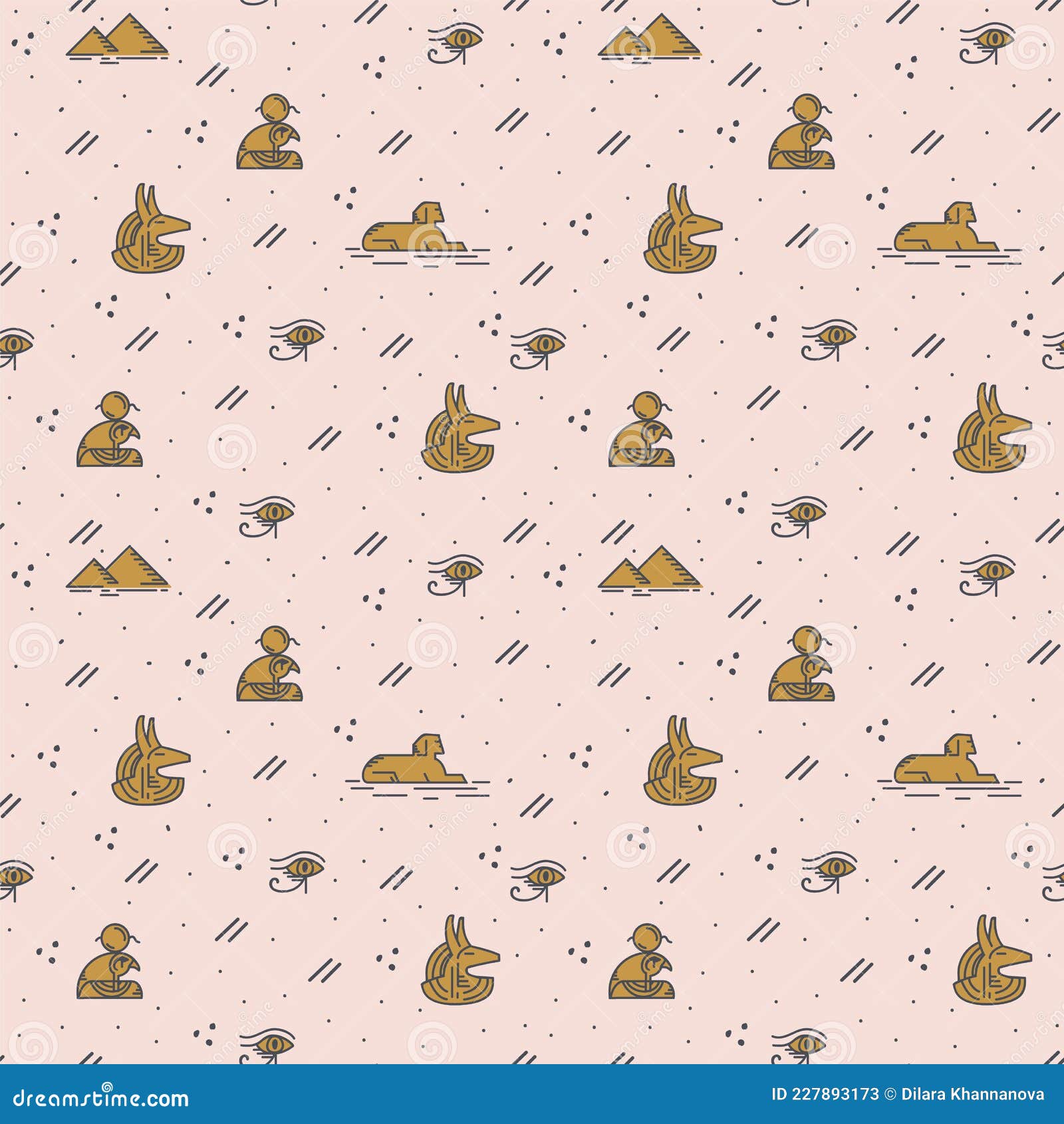 A Pattern with Egyptian Elements and the Gods of the Ancient World. a ...